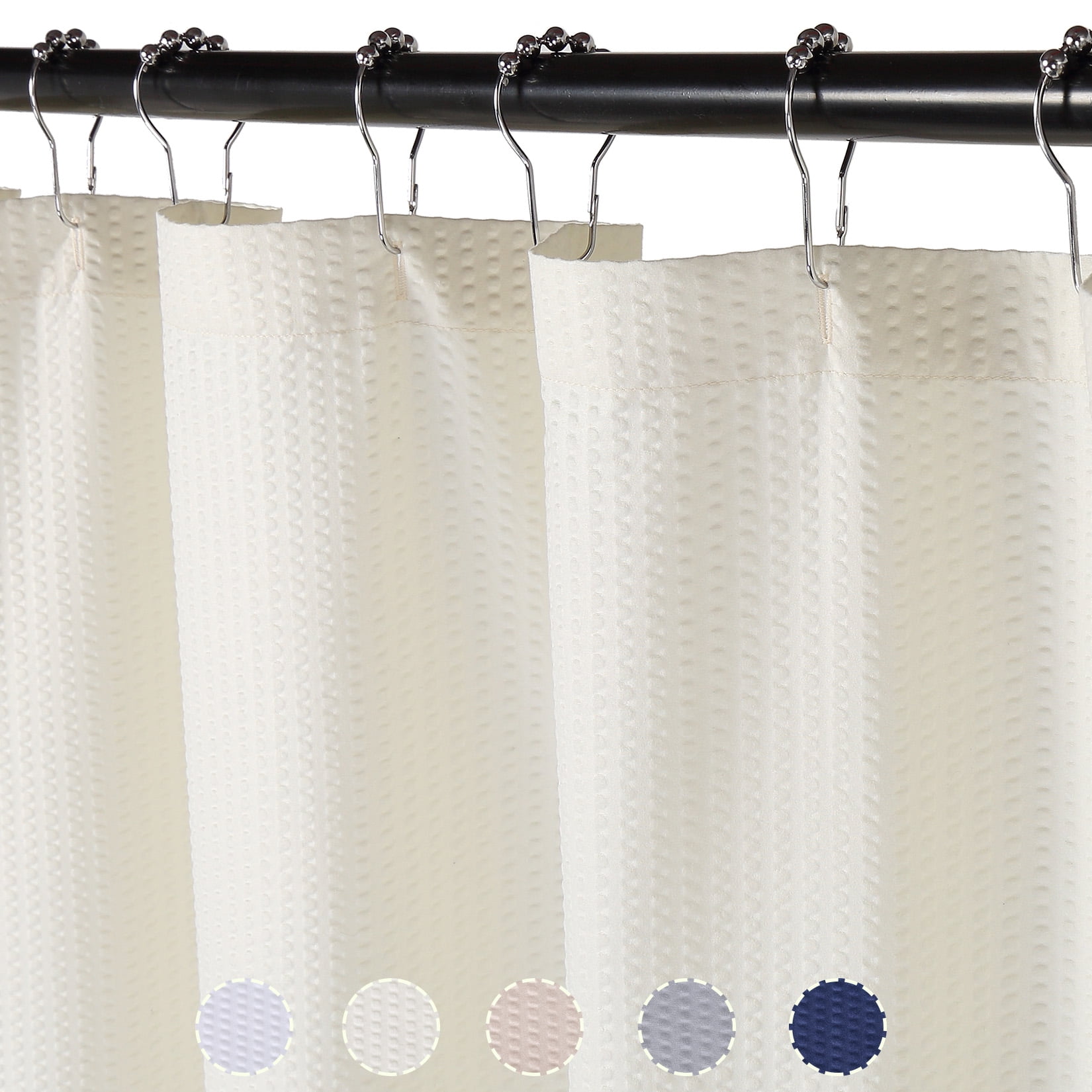 GlowSol 72"Wx78"L Cream Shower Curtain Extra Long Water Resistant ...