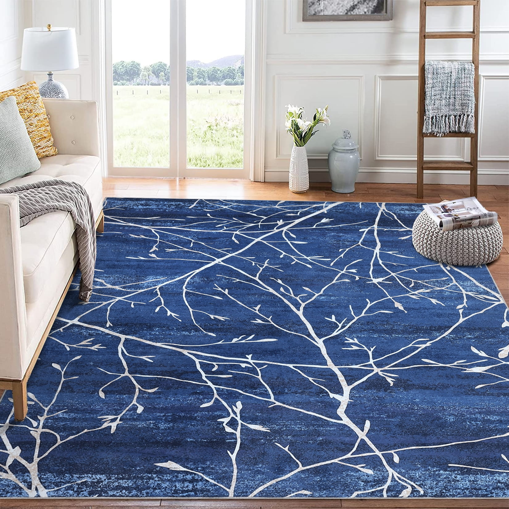 GlowSol 8' x 10' Area Rug Modern Branch Rugs Non-Shedding Easy-Cleaning ...