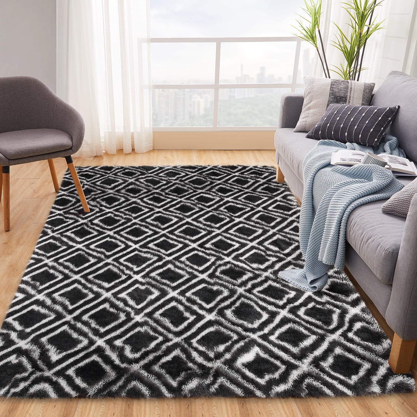 GlowSol 8' x 10' Area Rugs for Living Room Shag Fluffy Area Rug Modern ...