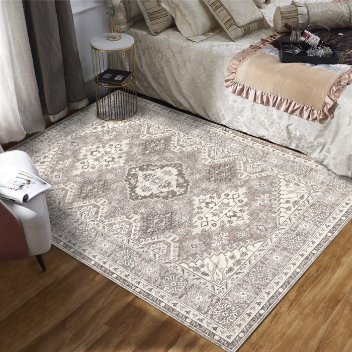 GlowSol 8'x10' Washable Vintage Boho Rug Non Slip Non-Shedding Area Rug ...
