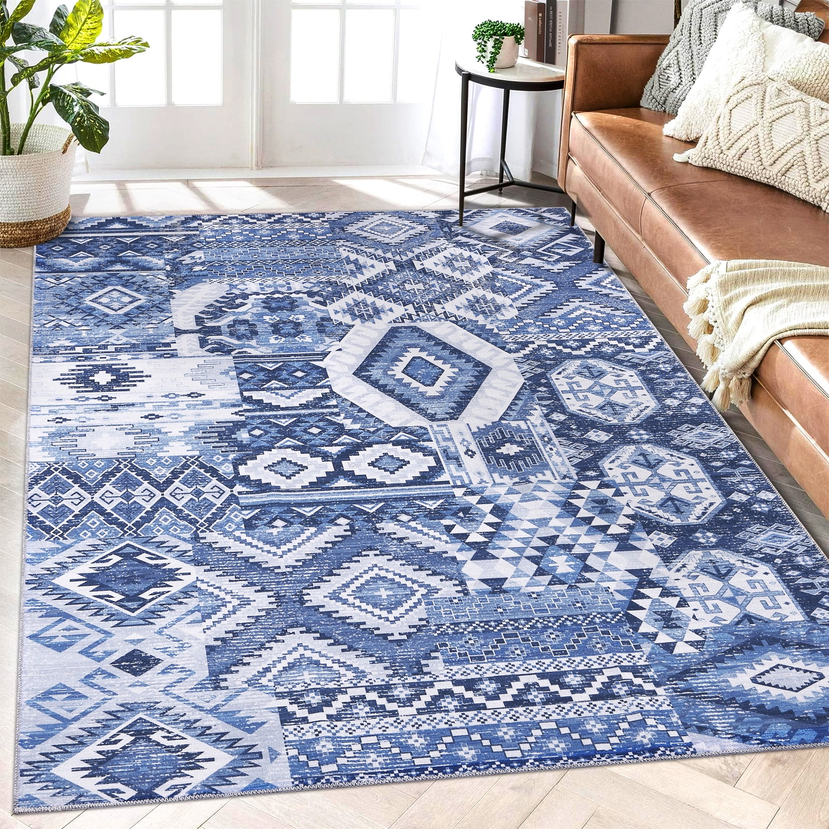 GlowSol 8x10 Boho Rugs for Living Room Vintage Distressed Rug Tribal Patchwork Area Rug ...