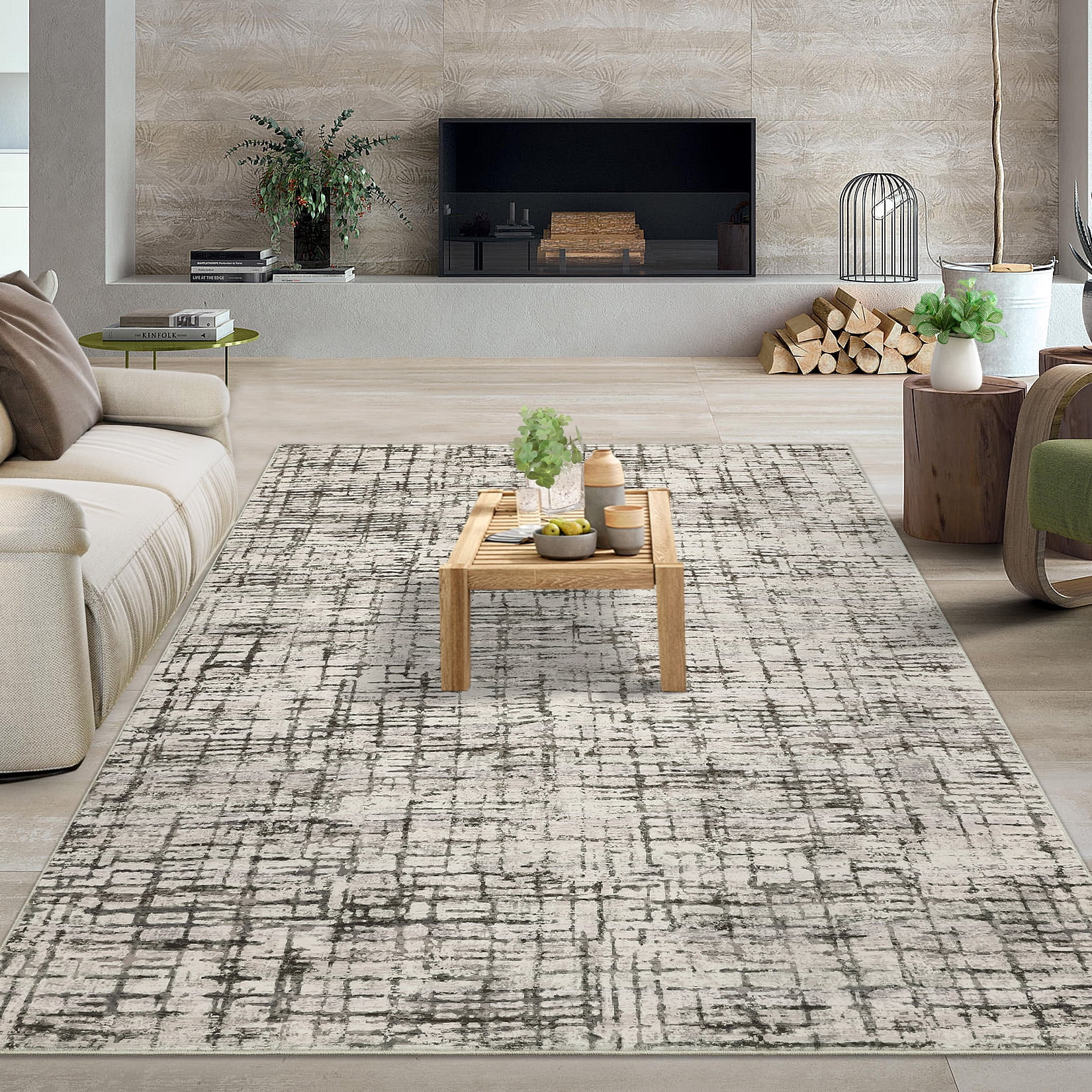 GlowSol 9' x 12' Area Rug Modern Abstract Rugs Distressed Rug Low Pile ...