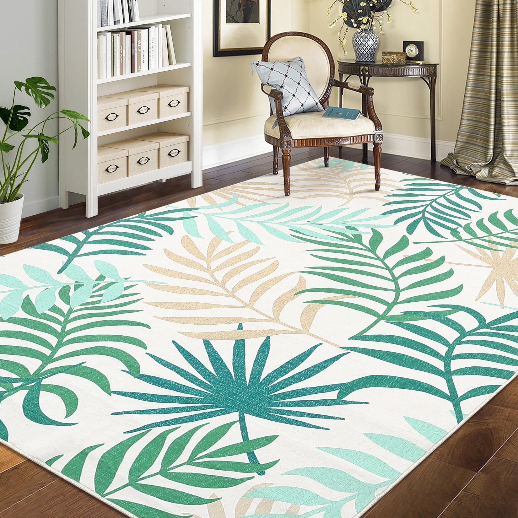 GlowSol 9' x 12' Large Rug Modern Botanical Leaves Rugs for Living Room ...