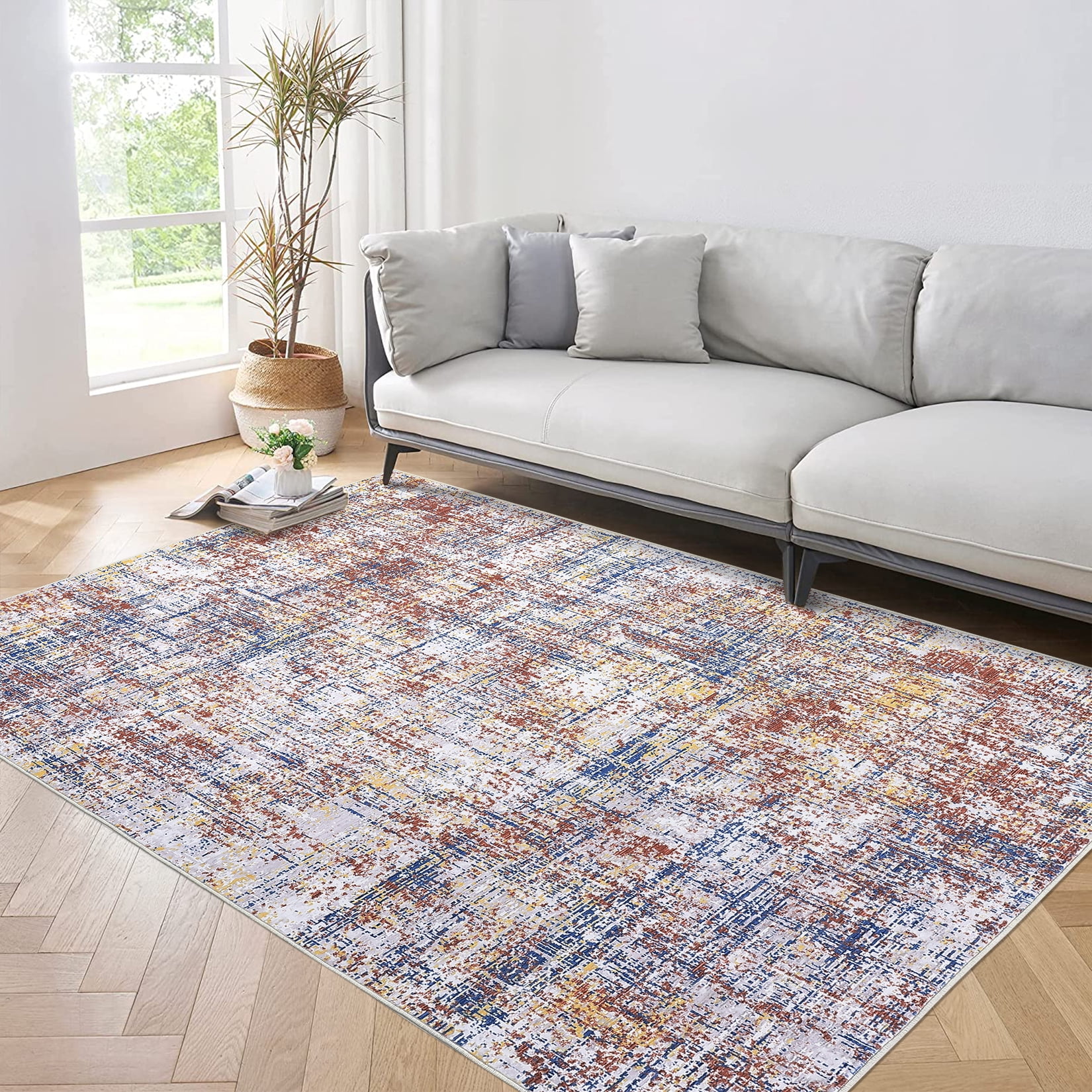 GlowSol 9'x12' Large Area Rug Modern Abstract Washable Rugs for Living ...