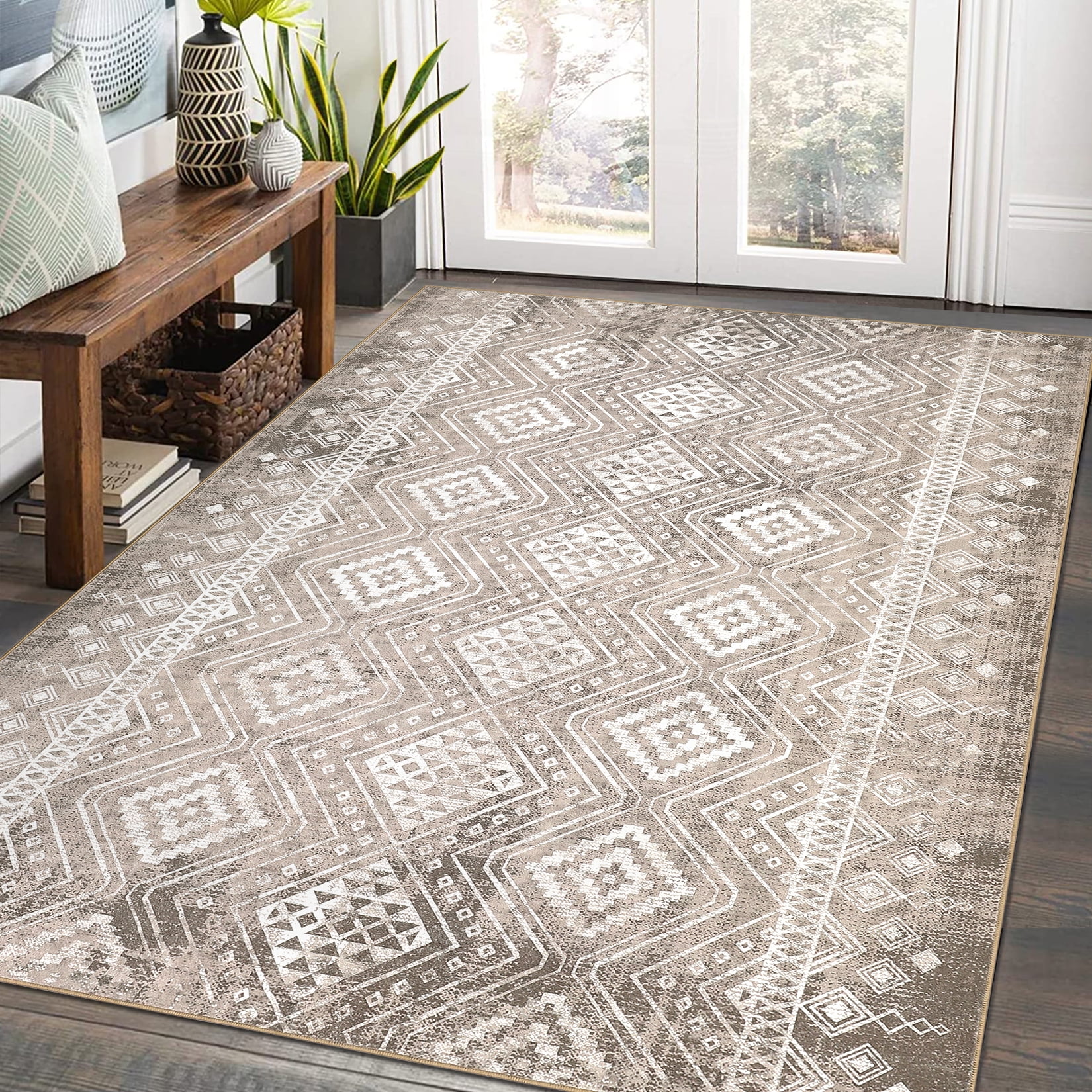 GlowSol 9'x12' Large Area Rug Modern Geometric Area Rug Boho Rug Non ...