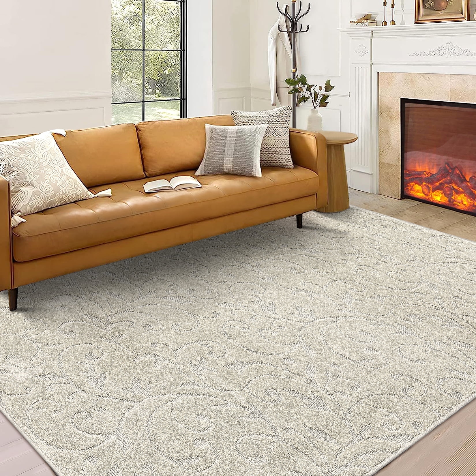 GlowSol 9x12 Area Rug Indoor Solid Color Area Rug Floral Shaggy Rug ...