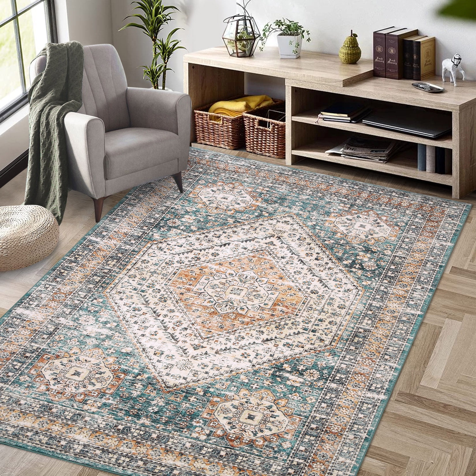 GlowSol 9x12 Area Rug Large Persian Vintage Floor Cover Foldable Thin ...