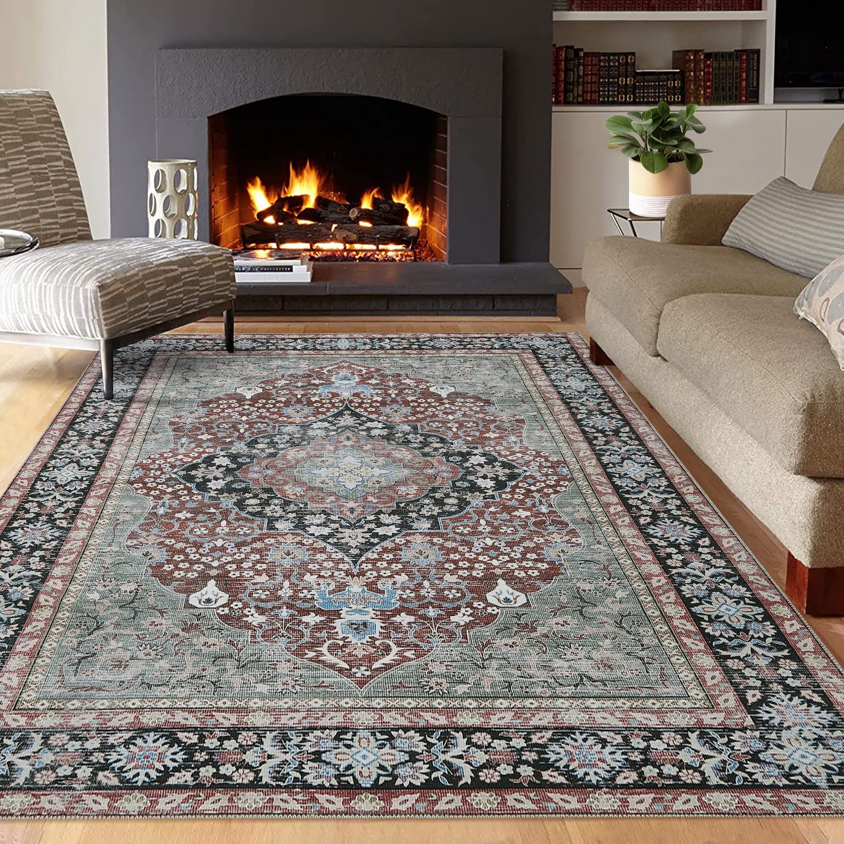 GlowSol 9x12 Large Area Rug Vintage Distressed Print Rug Carpet ...