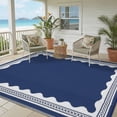 GlowSol 9x12 Outdoor Rug, Scalloped Waterproof Reversible Foldable ...