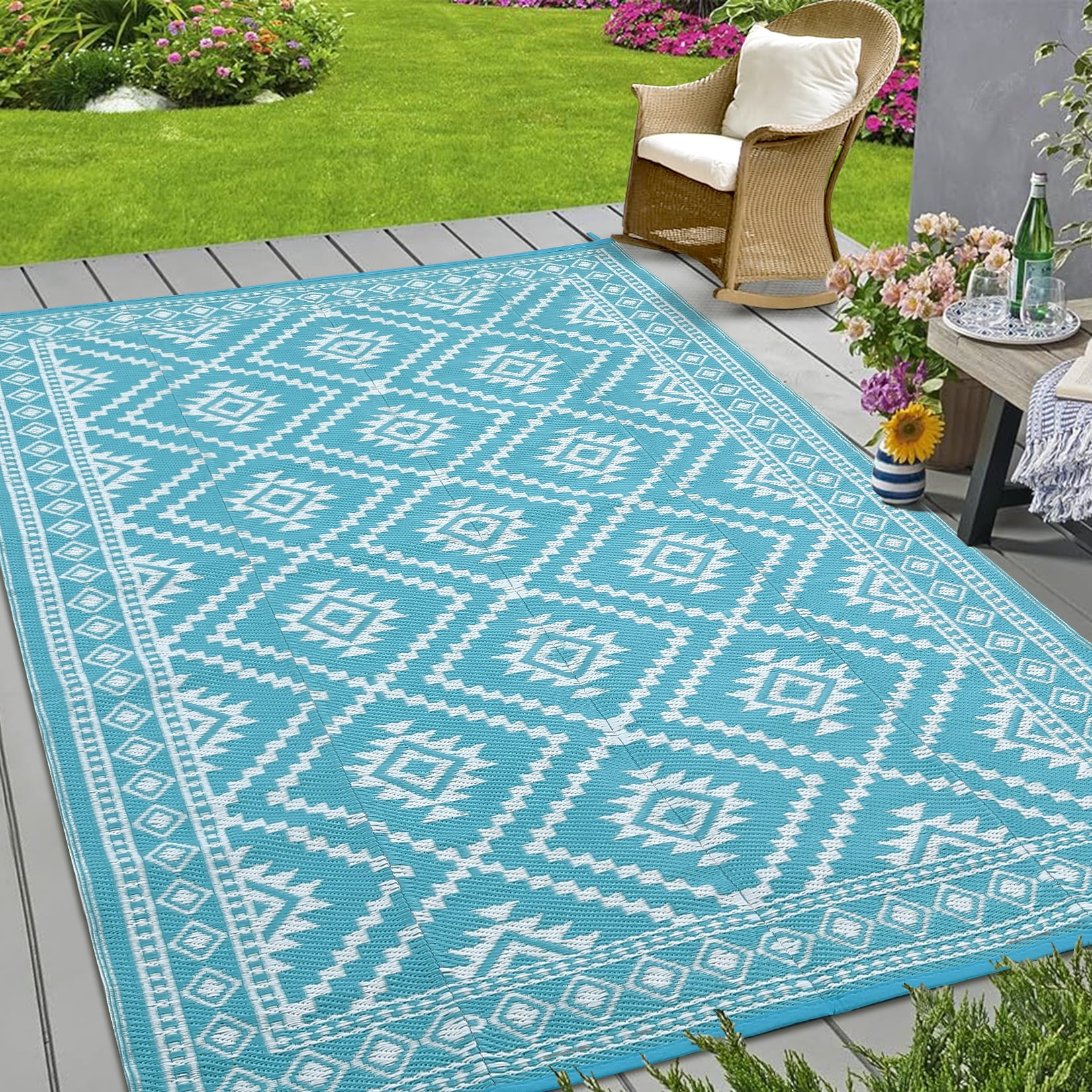 GlowSol 9x18 Outdoor Rug Waterproof Carpet Patio Rug Indoor Outdoor ...