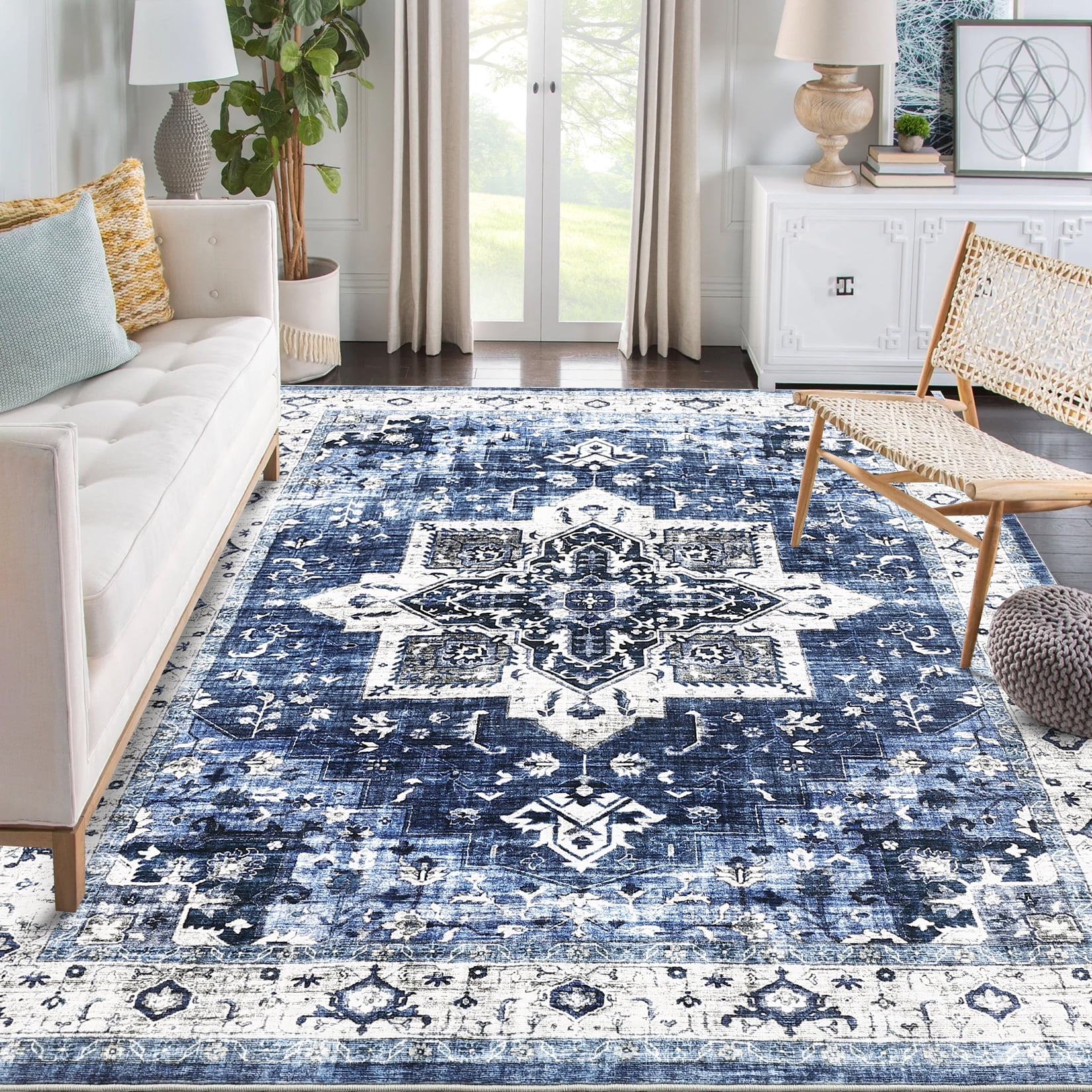 GlowSol Area Rug 5' x 7' Persian Rug Machine Washable Print Carpet ...