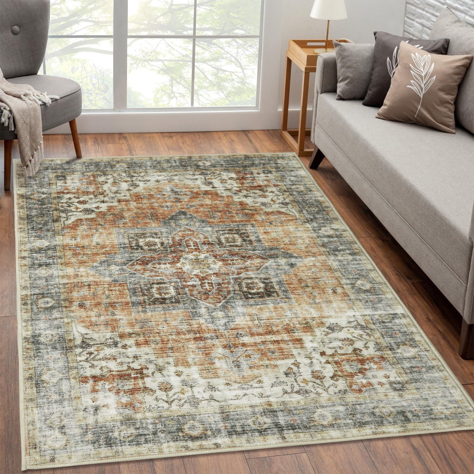 GlowSol Area Rug 5' x 7' Persian Rug Machine Washable Print Carpet ...