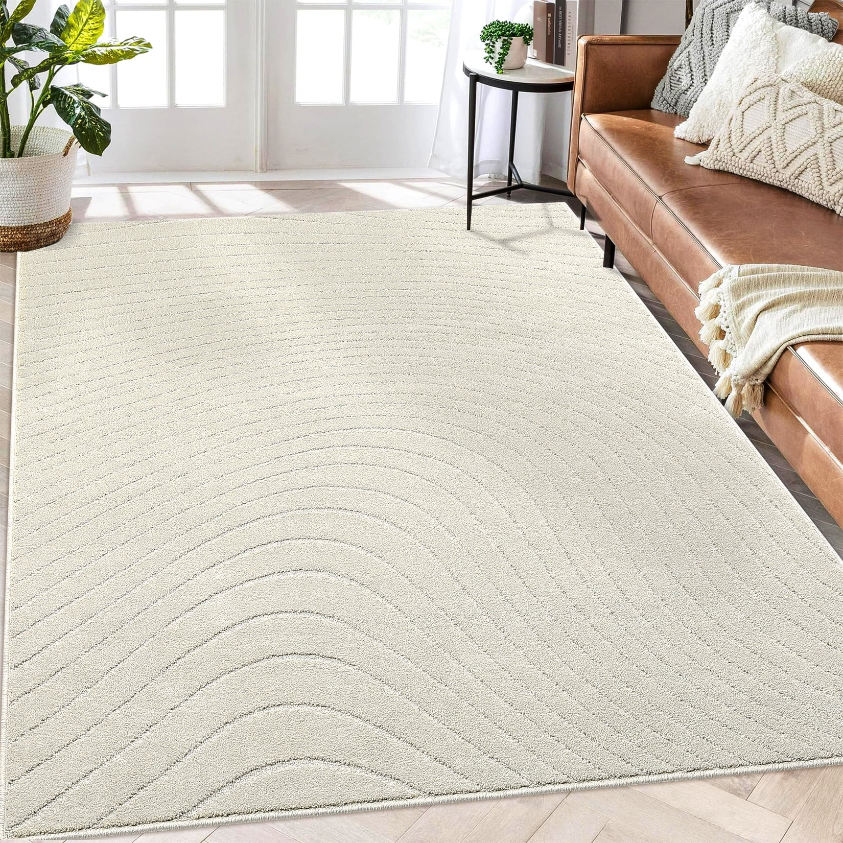 GlowSol Area Rugs for Living Room 8'x10' Shag Rug Bohemian Wave Stripe ...