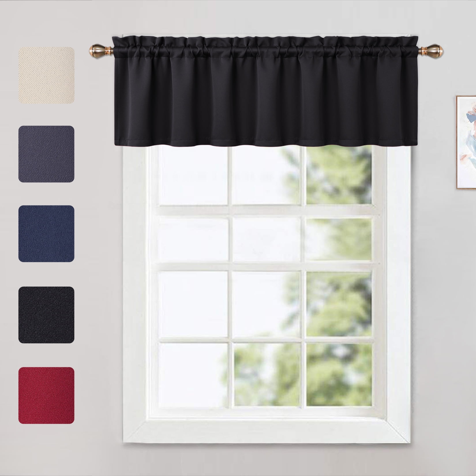 GlowSol Blackout Valances for Living Room Window Thermal Insulated ...