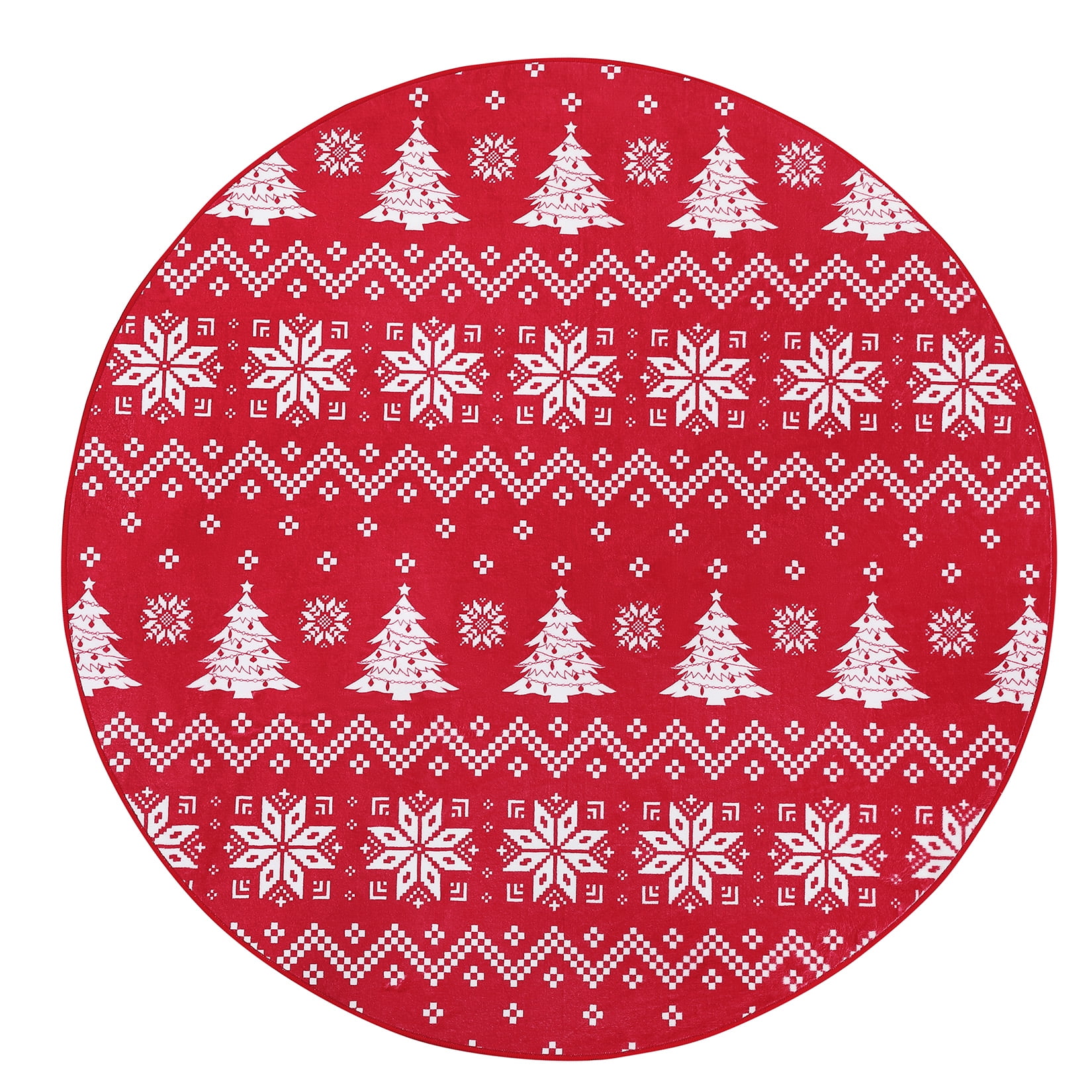 GlowSol Christmas Round Rug 4 feet Christmas Tree and Snowflake ...