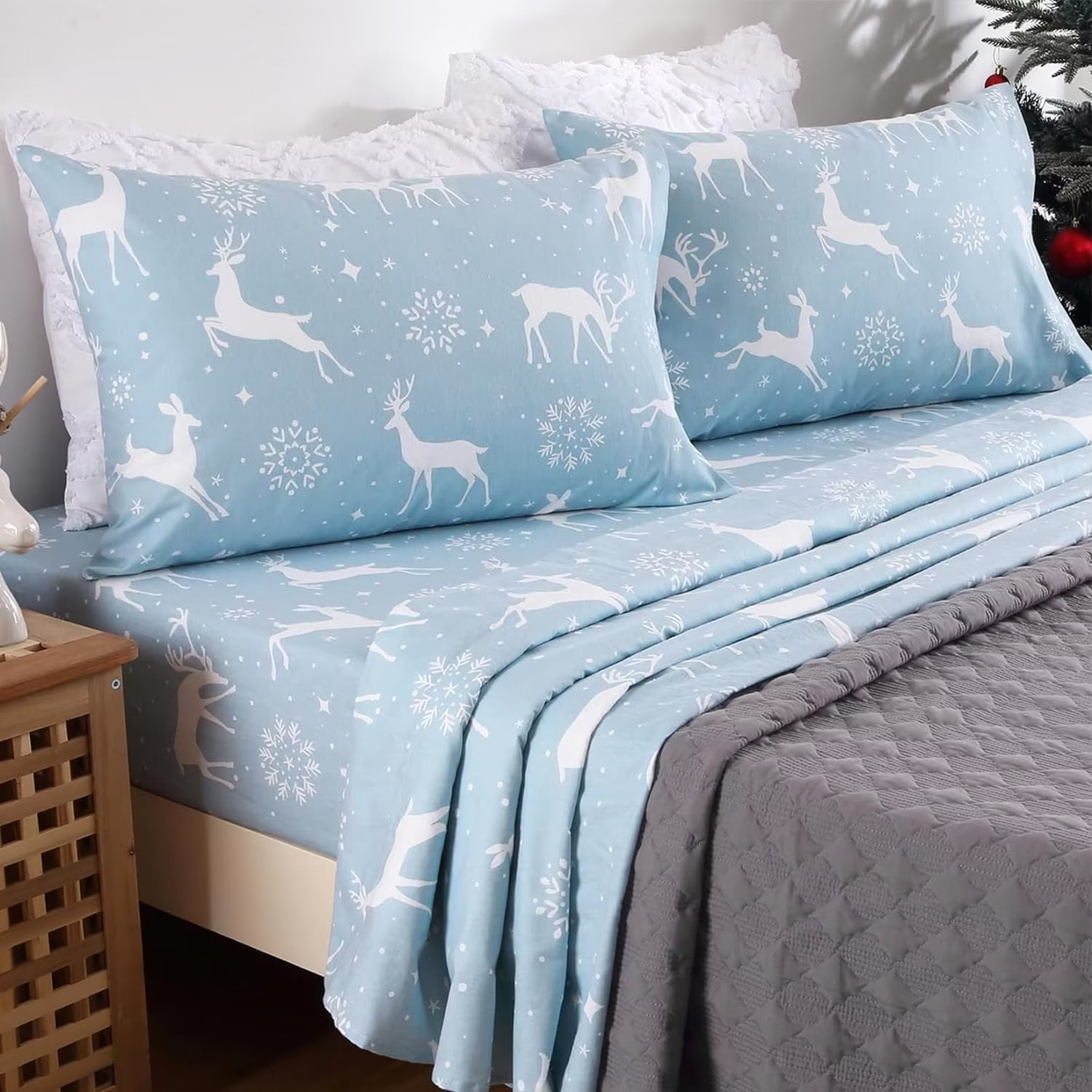 Customer reviews for GlowSol Christmas Sheets Queen 100% Cotton Flannel ...