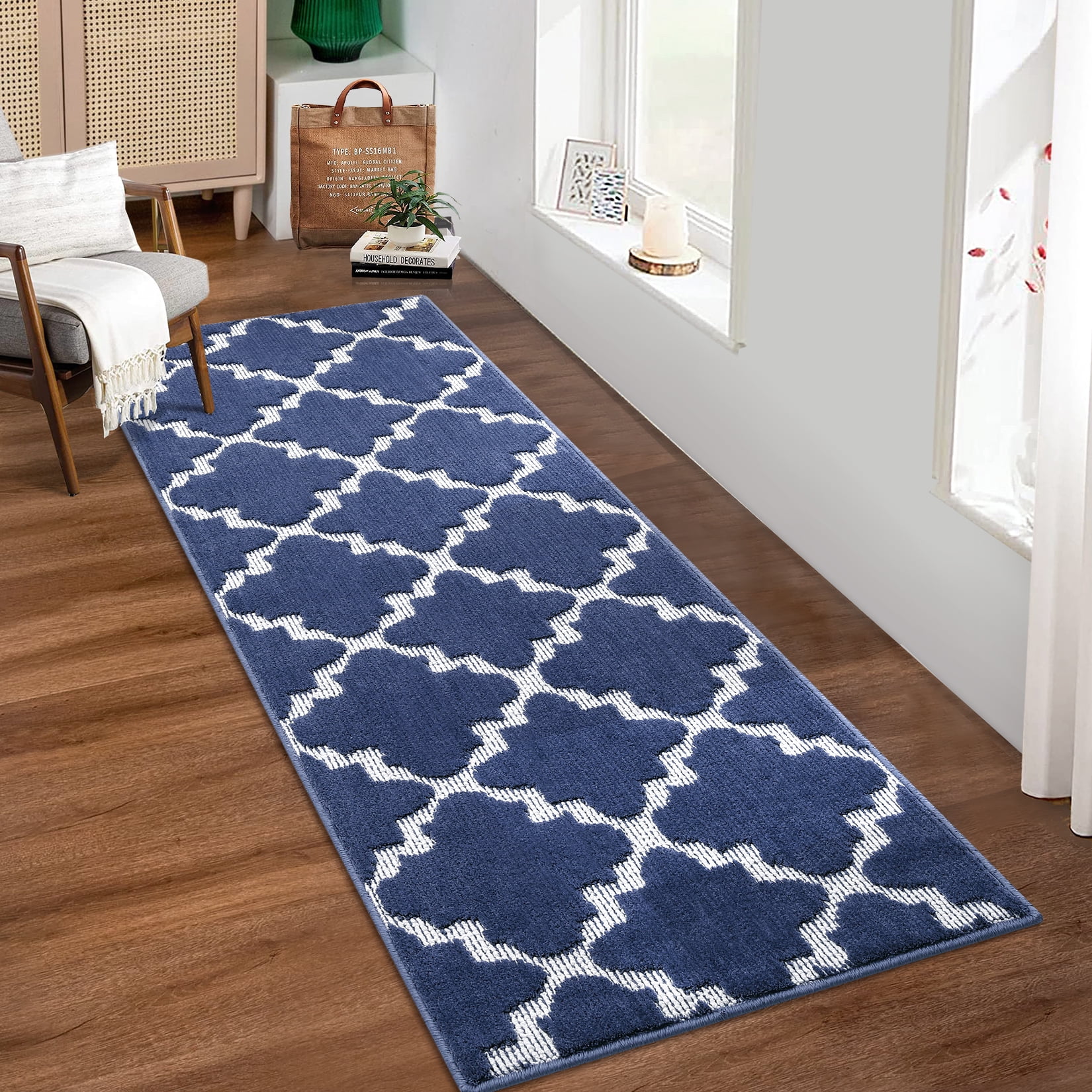 GlowSol Geometric Pattern Hallway Runner Rug 2x6 feet Diamond Lattice ...
