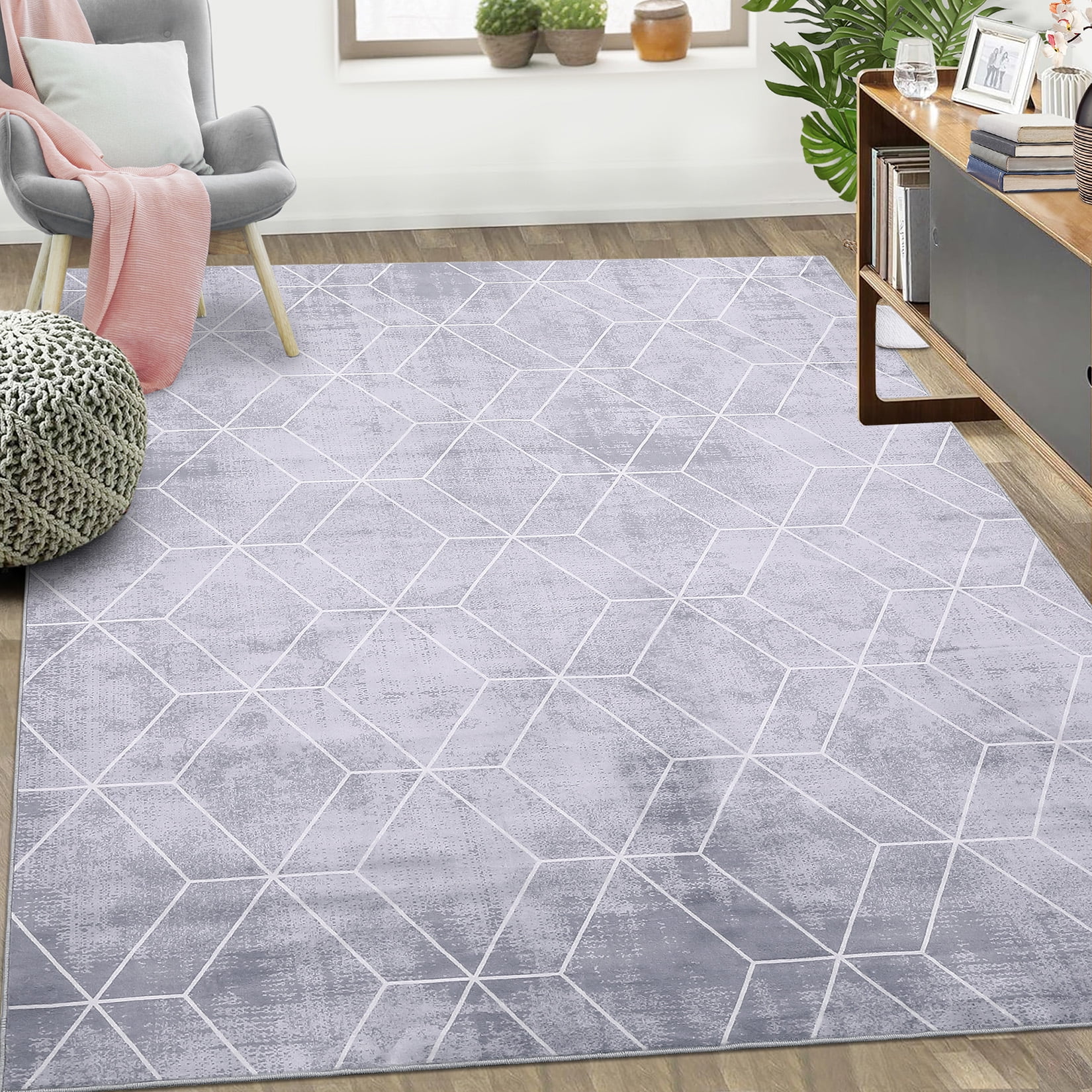 GlowSol Large 9'x12' Boho Washable Rug Geometric Pattern Area Rugs Non ...