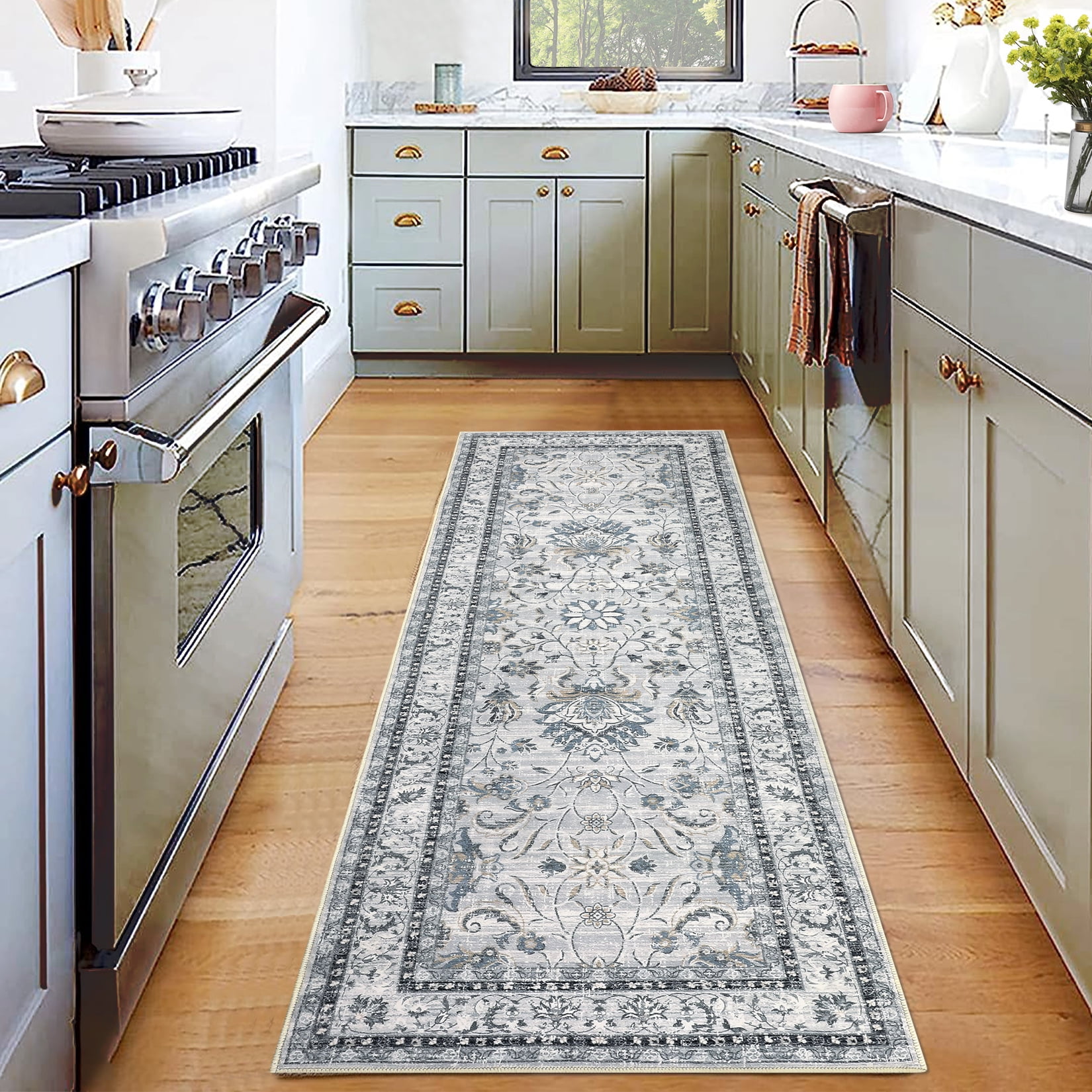 GlowSol Runner Rug 2'x6' Vintage Floral Runner Rug Soft Anti-Slip ...
