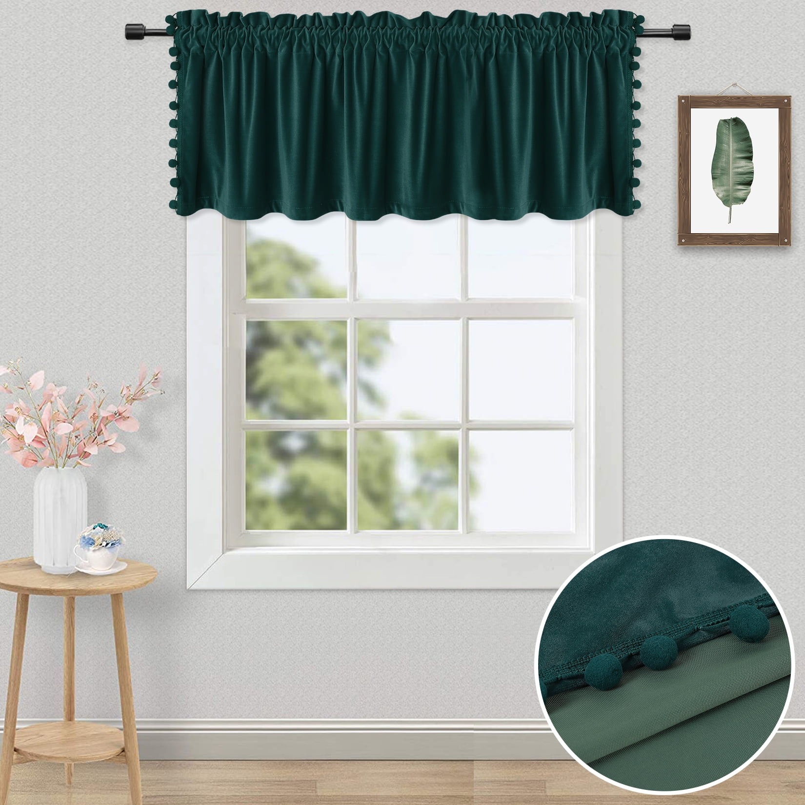 GlowSol Velvet Kitchen Valance Curtain Room Darking Vintage Valance for ...