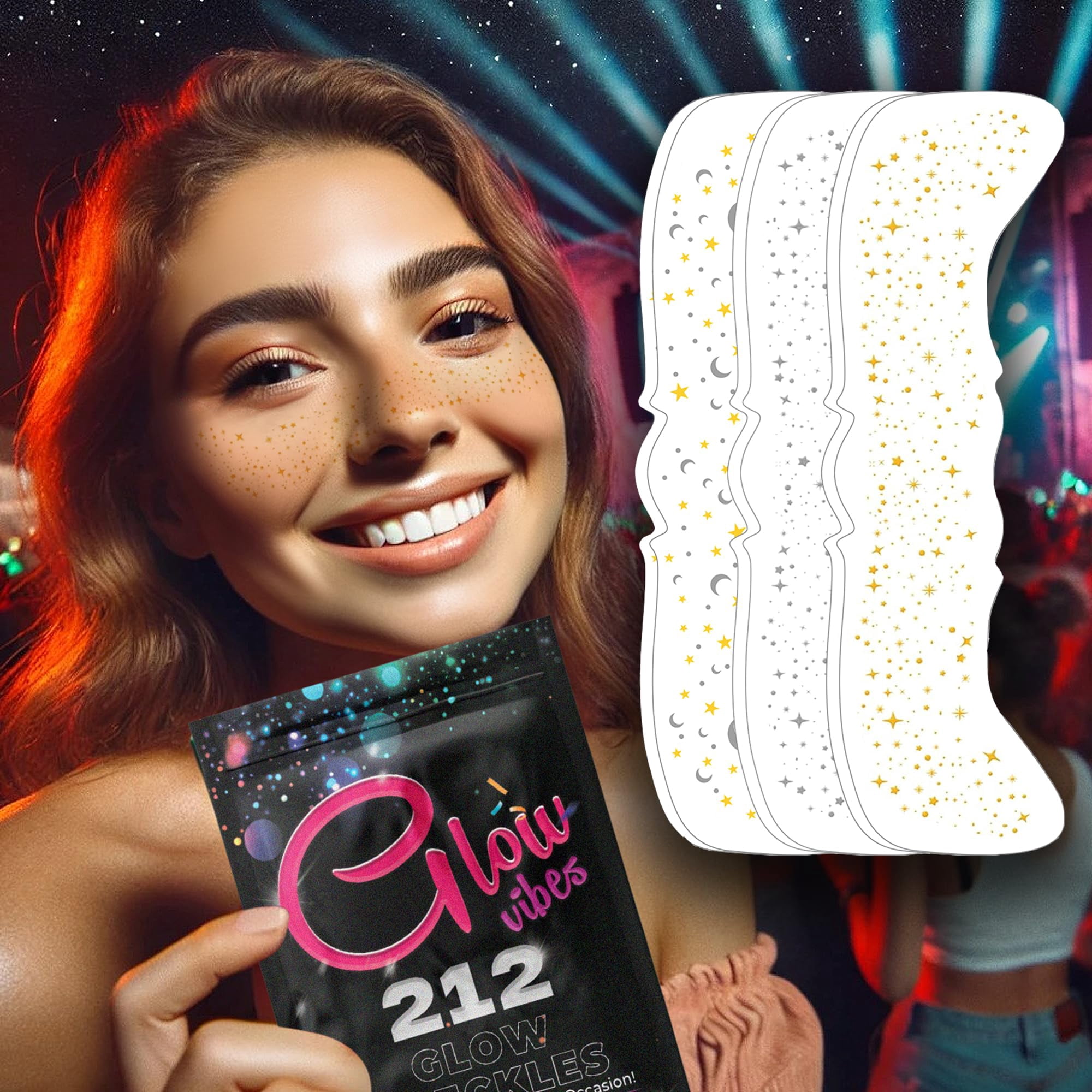 GlowVibes212 Glitter Freckles Face Tattoo - Glow in the Dark Freckles ...