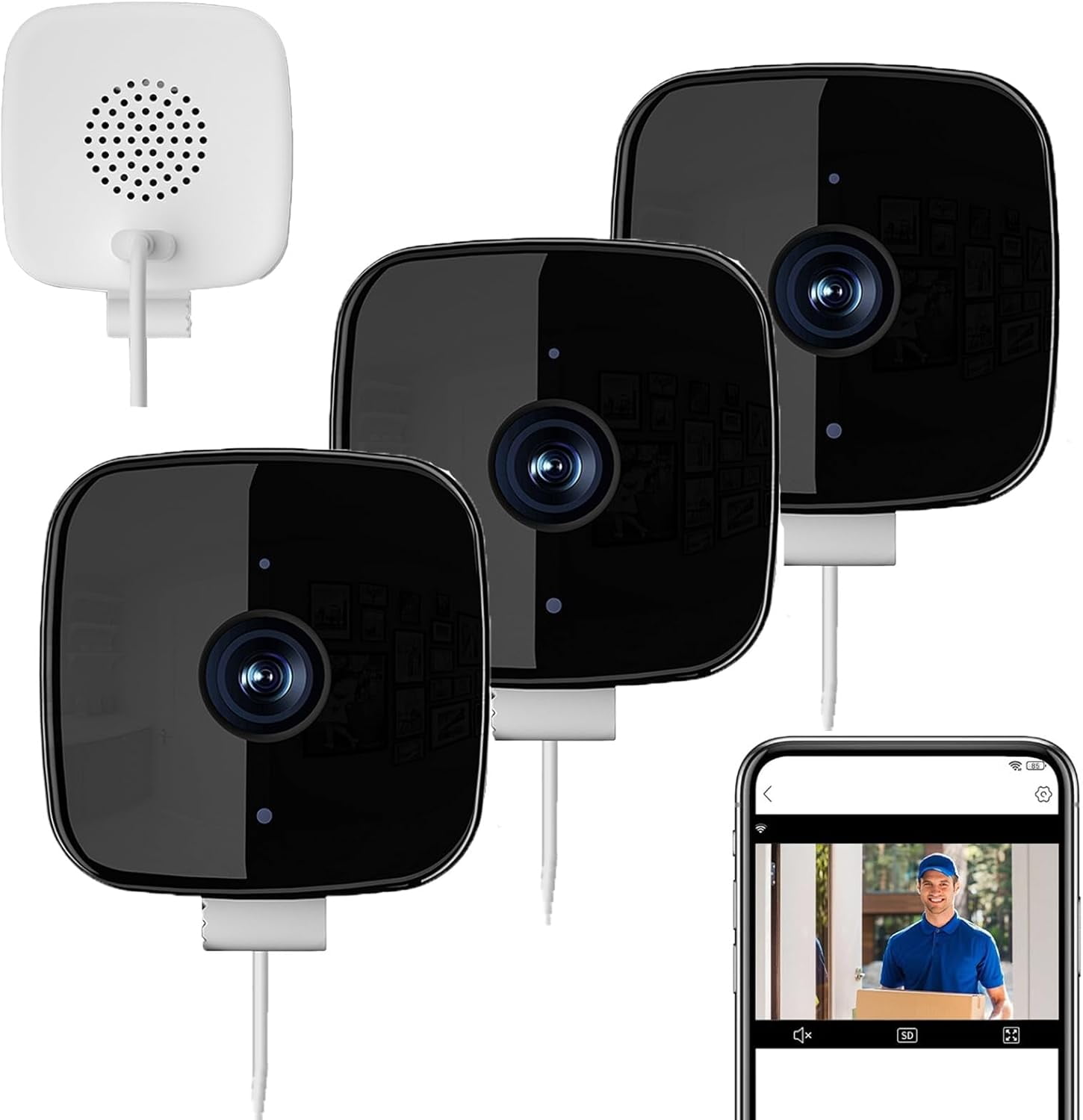 Glowflip Security Camera 3-Pack, 5G Dual-Band 2MP Indoor WiFi Cameras with Color Night Vision ...