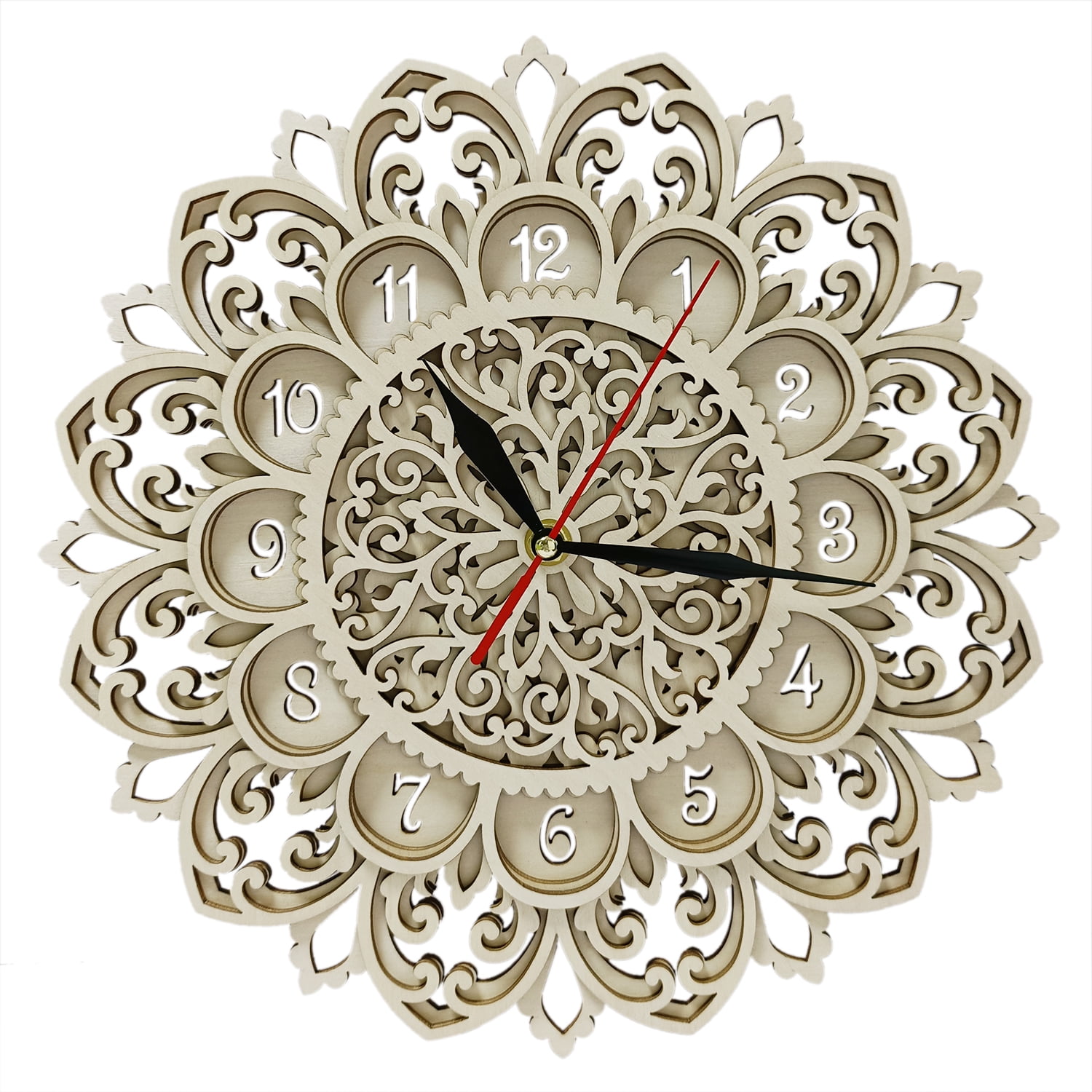 Glowforge Multilayer Mandala Wall Clock Rustic Home Decor Wall Watch ...