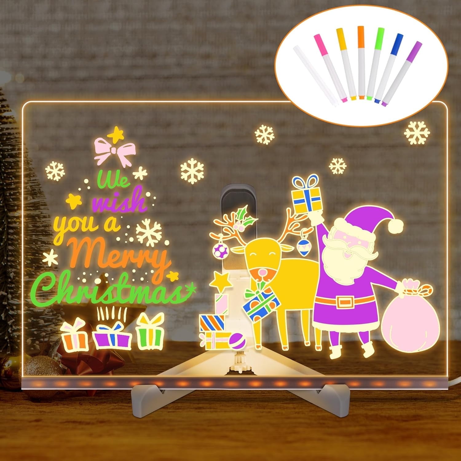 Glowing Acrylic Message Marker Board,Rewritable Writing Light Board ...