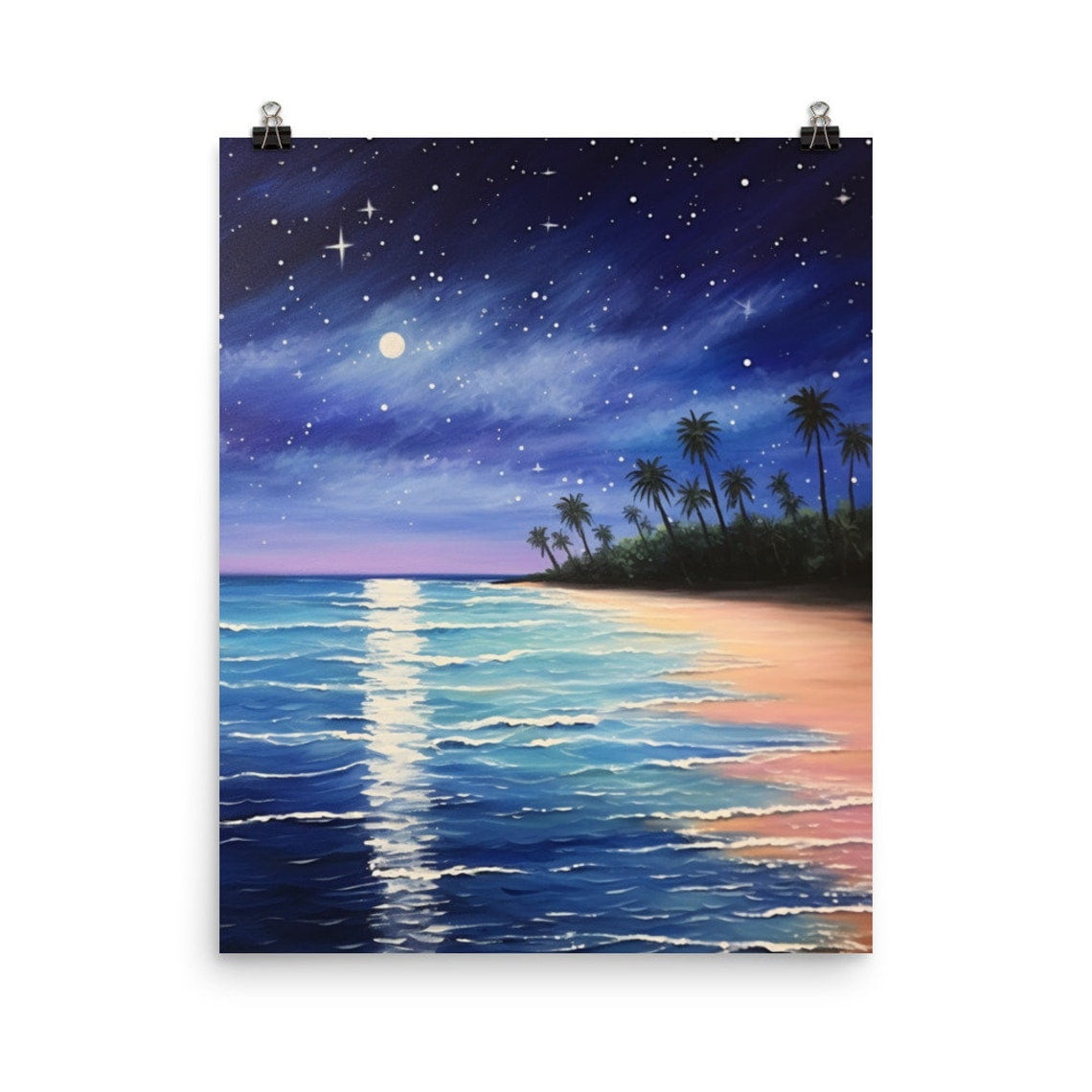 Glowing Beach Print, Puerto Rico Coastal Art, Caribbean Island ...