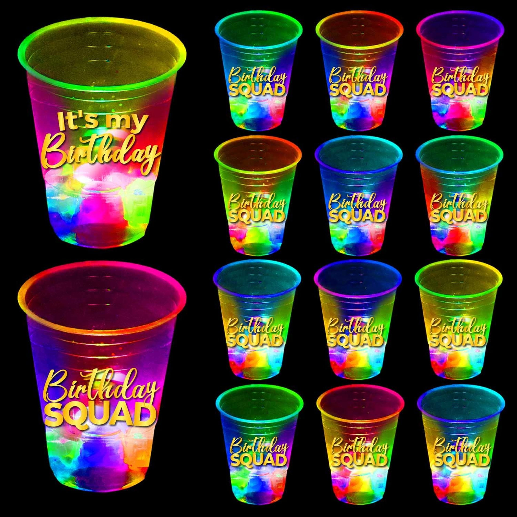 Glowing Birthday Squad Party Pack - 22 Pcs Decorations & Favors for ...