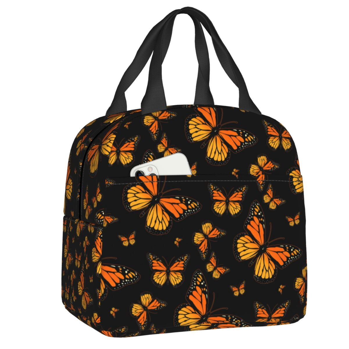 Glowing Blue Butterflies Pattern Insulated Lunch Bag for Women ...
