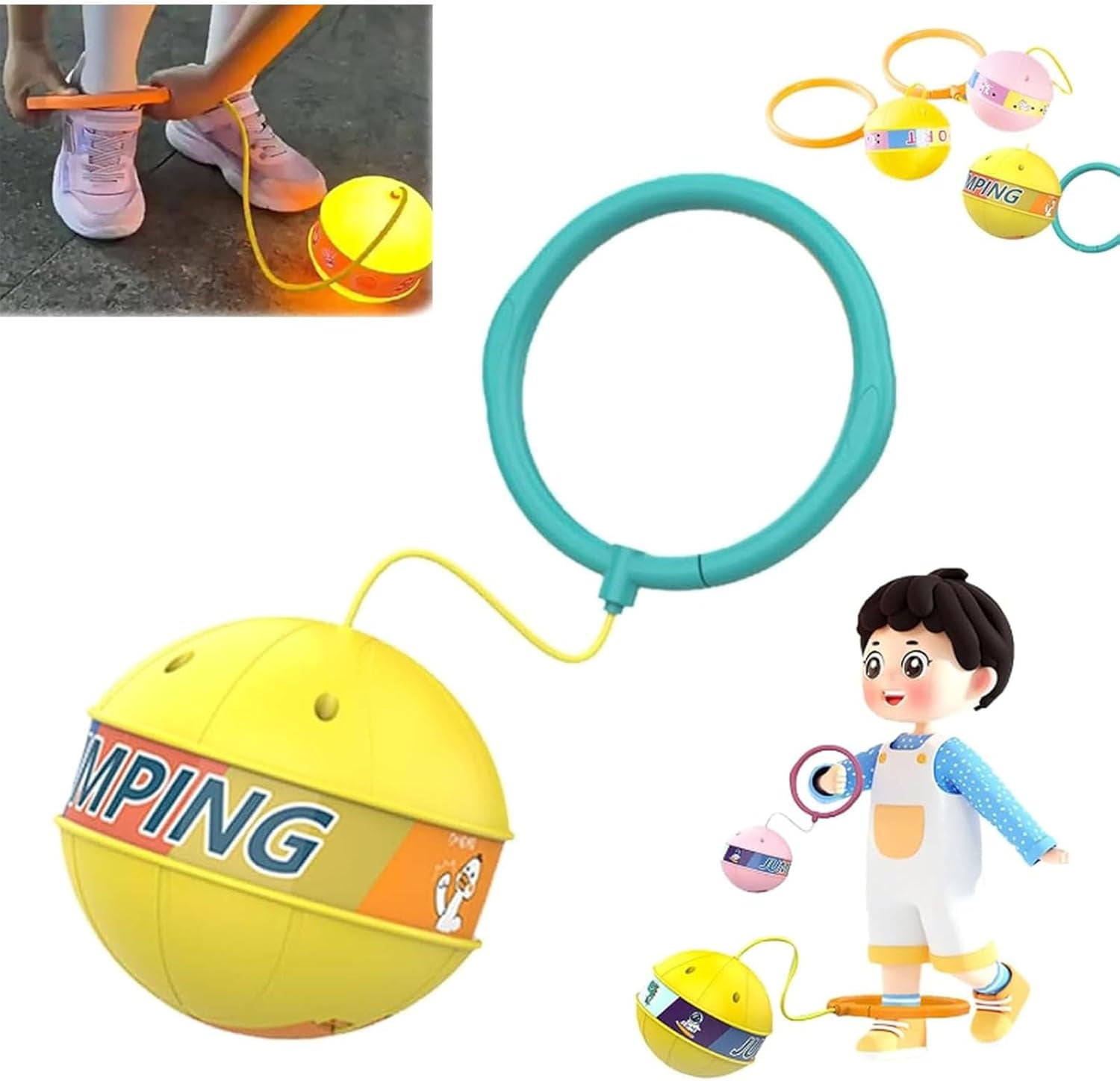 Glowing Bouncing Ball, Ankle Skip Ball, Sports Swing Ball, Flashing Jump Ring Glowing Jumping ...