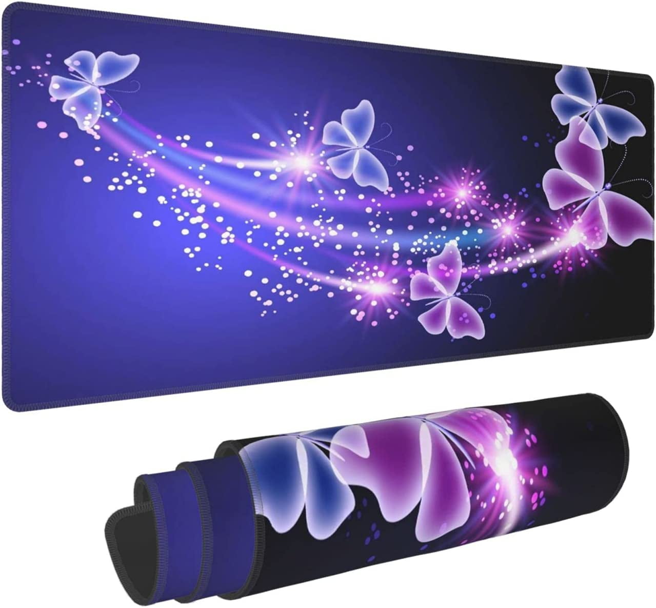 Glowing Butterfly Extended Mouse Pad 31.5x11.8 Inch XL Purple Pink ...