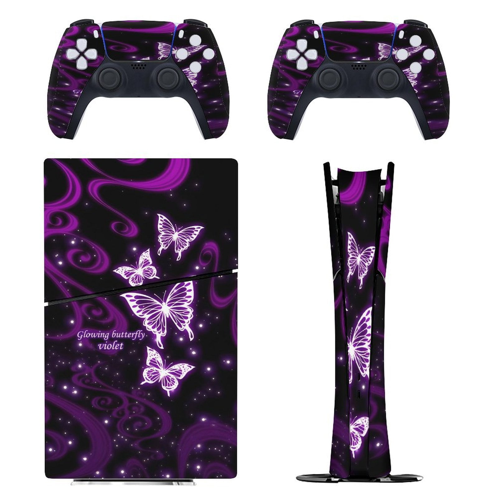 Glowing Butterfly Violet PS5/PS5 Pro/PS5 Slim Digital Disc Skin Sticker ...