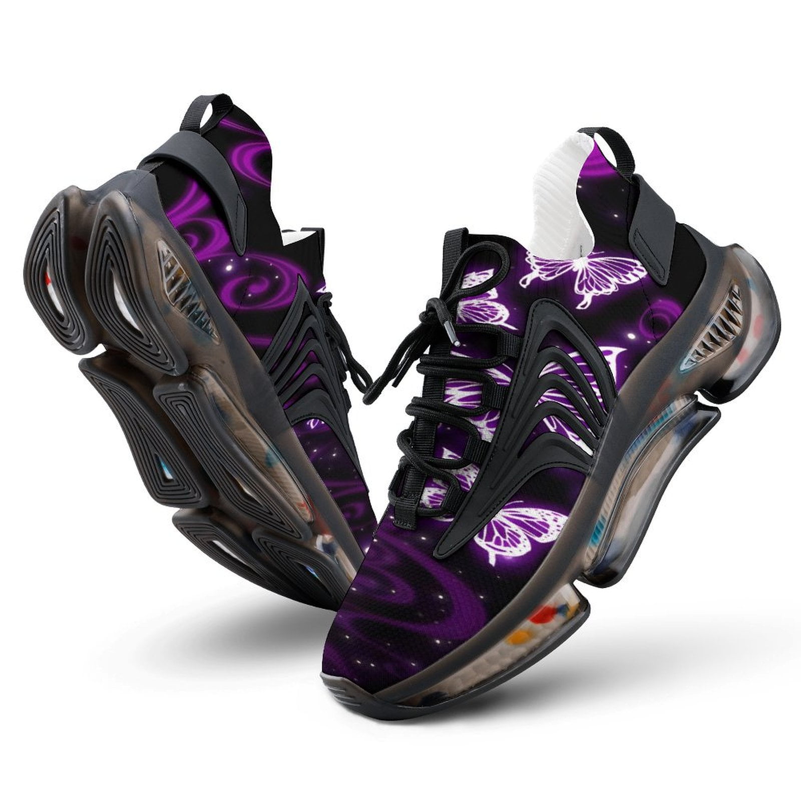 Glowing Butterfly Violet Walking Shoes for Men Woman Lightweight Tennis ...