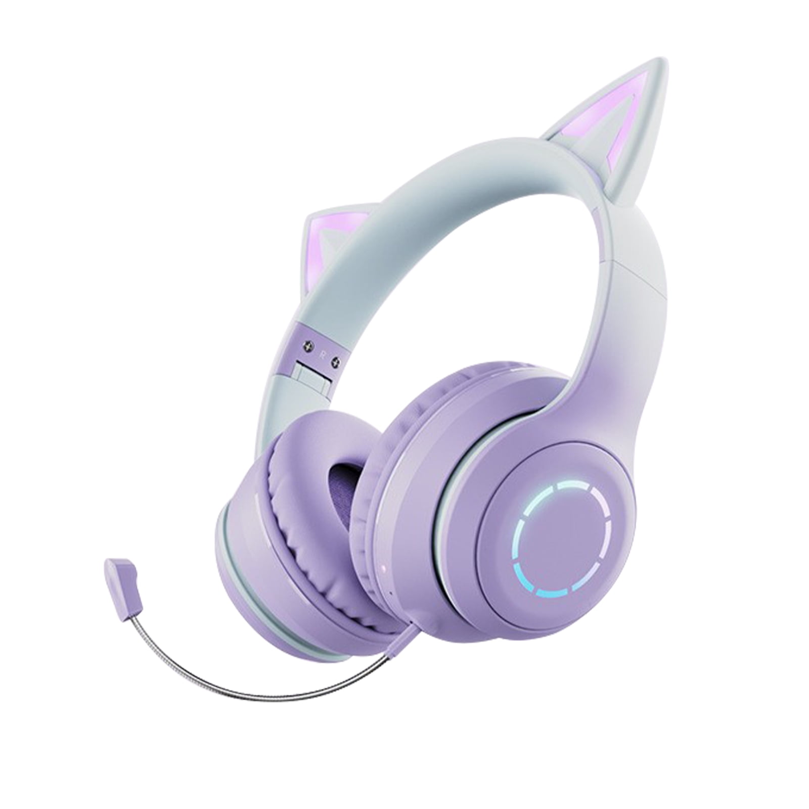 Glowing Cat Ear Headphones Foldable Over Ear Gaming Headset with ...