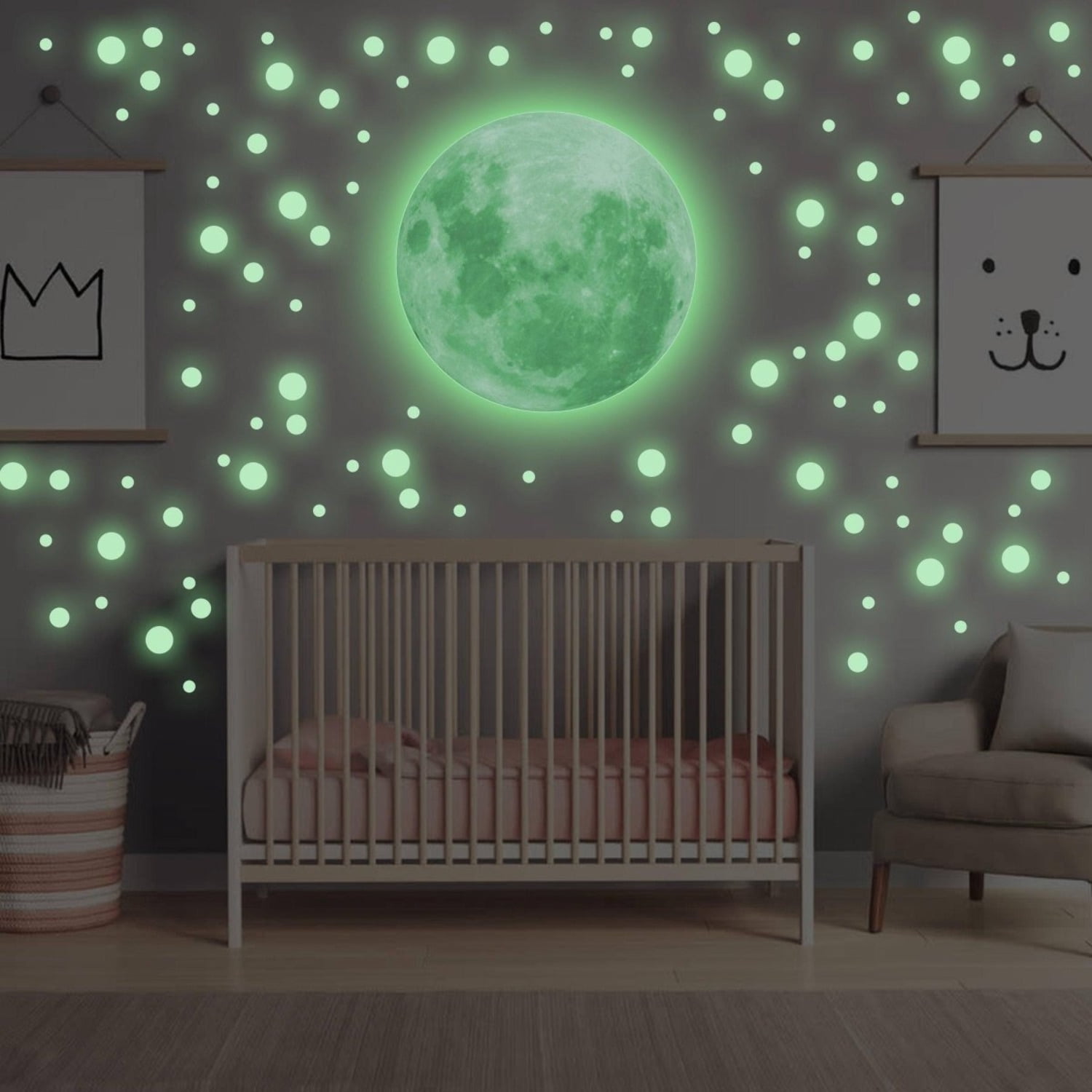 Glowing Celestial Night Sky Wall Decal - Luminous Space Theme Stickers ...