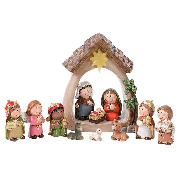 Glowing Christmas Decor: A 12-Piece Resin Nativity Scene Set with LED ...