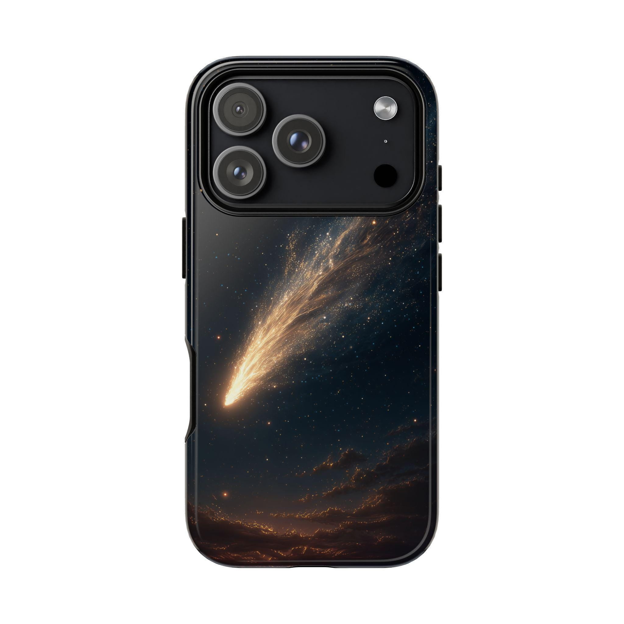 Glowing Comet Dark Night Sky Celestial Streak Scene Phone Case 17 16 15 ...