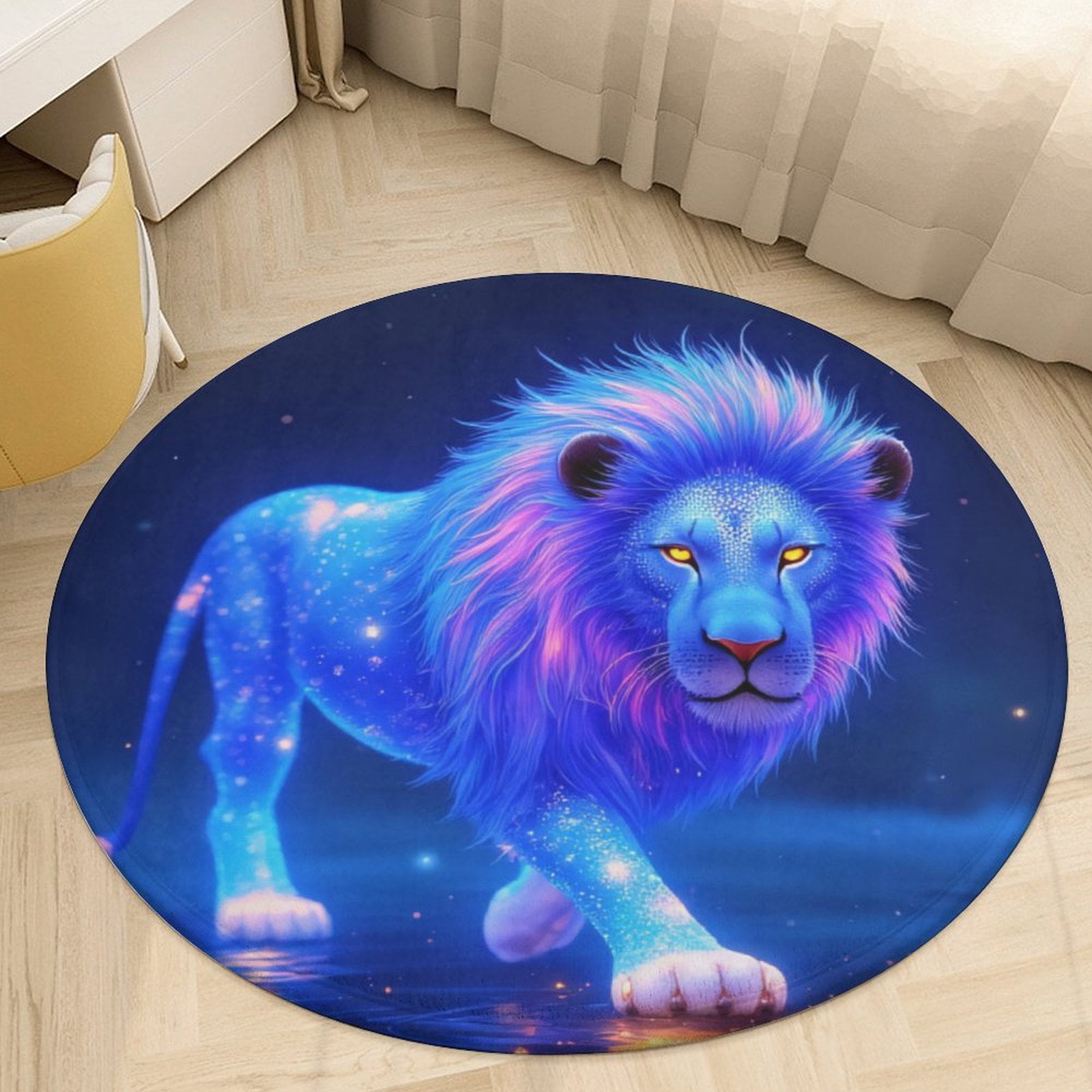 Glowing Cosmic Lion Round Area Rugs for Bedroom Living Room, 3FT Soft ...