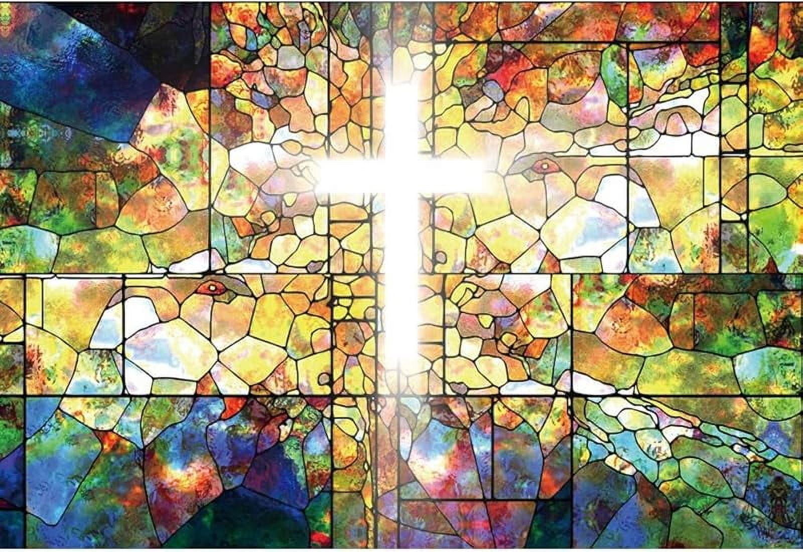 Glowing Cross Backdrop Holy Bible Cross Stained Glass Backdrop for ...