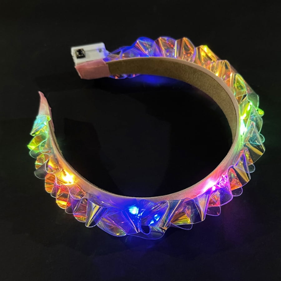 Glowing Crown Colorful Film Headbands LED Laser Hair Band Flashing ...