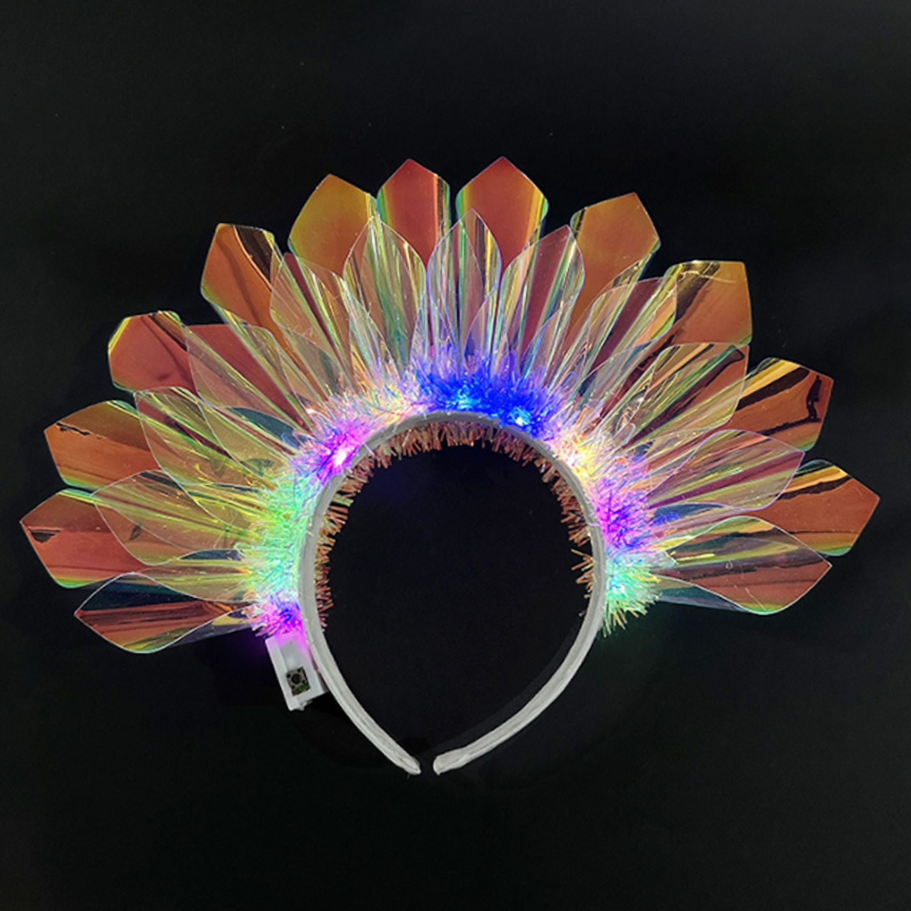 Glowing Crown Colorful Film Headbands LED Laser Hair Band Flashing ...