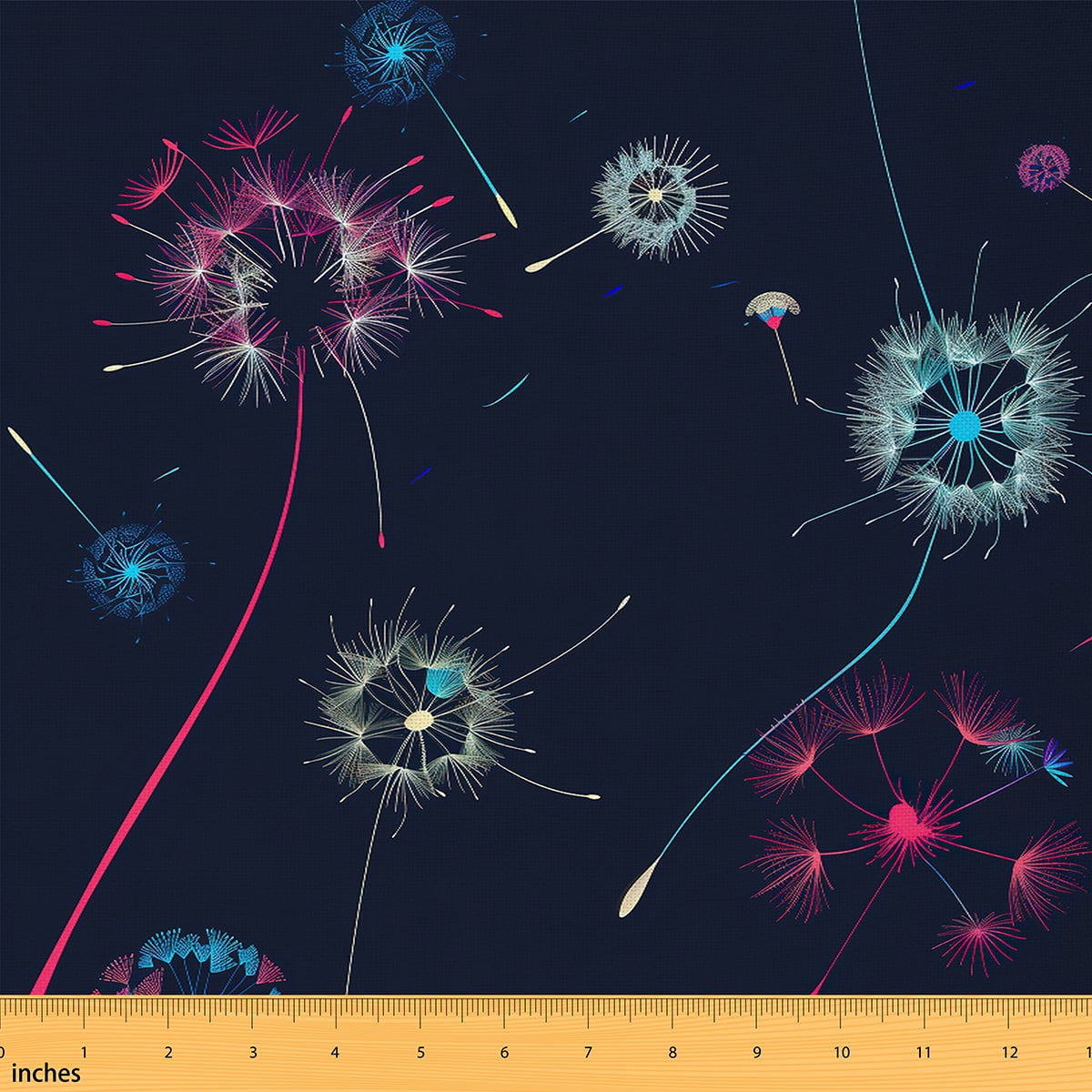 Glowing Dandelion Upholstery Fabric,Colorful Flowers Fabric by The Yard ...