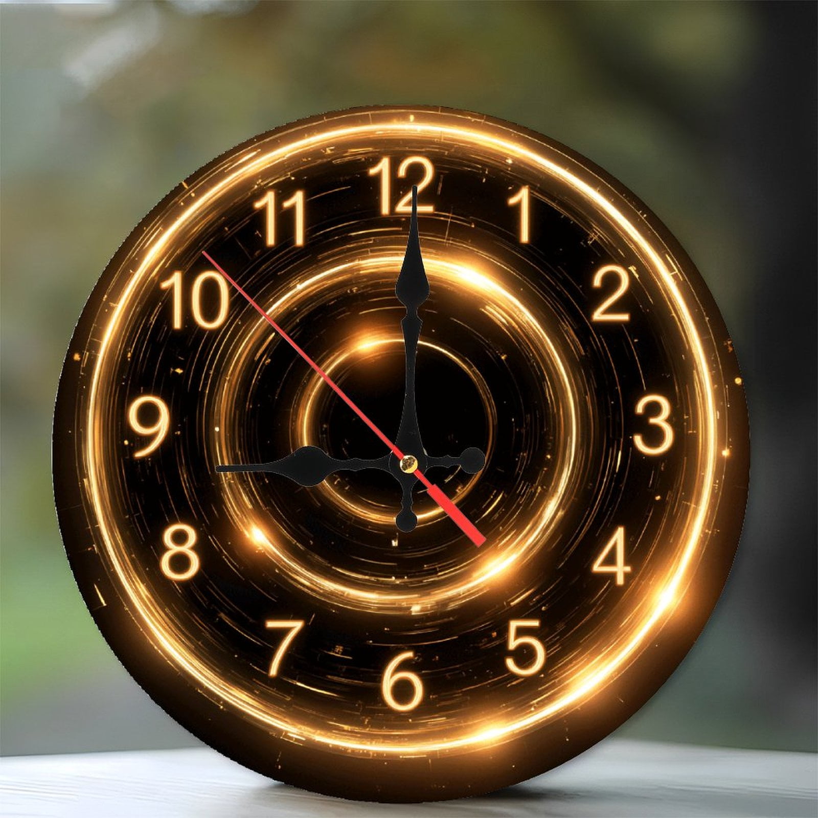 Glowing Digital Clock(1) 10-Inch Silent Wooden Wall Clock, Battery ...