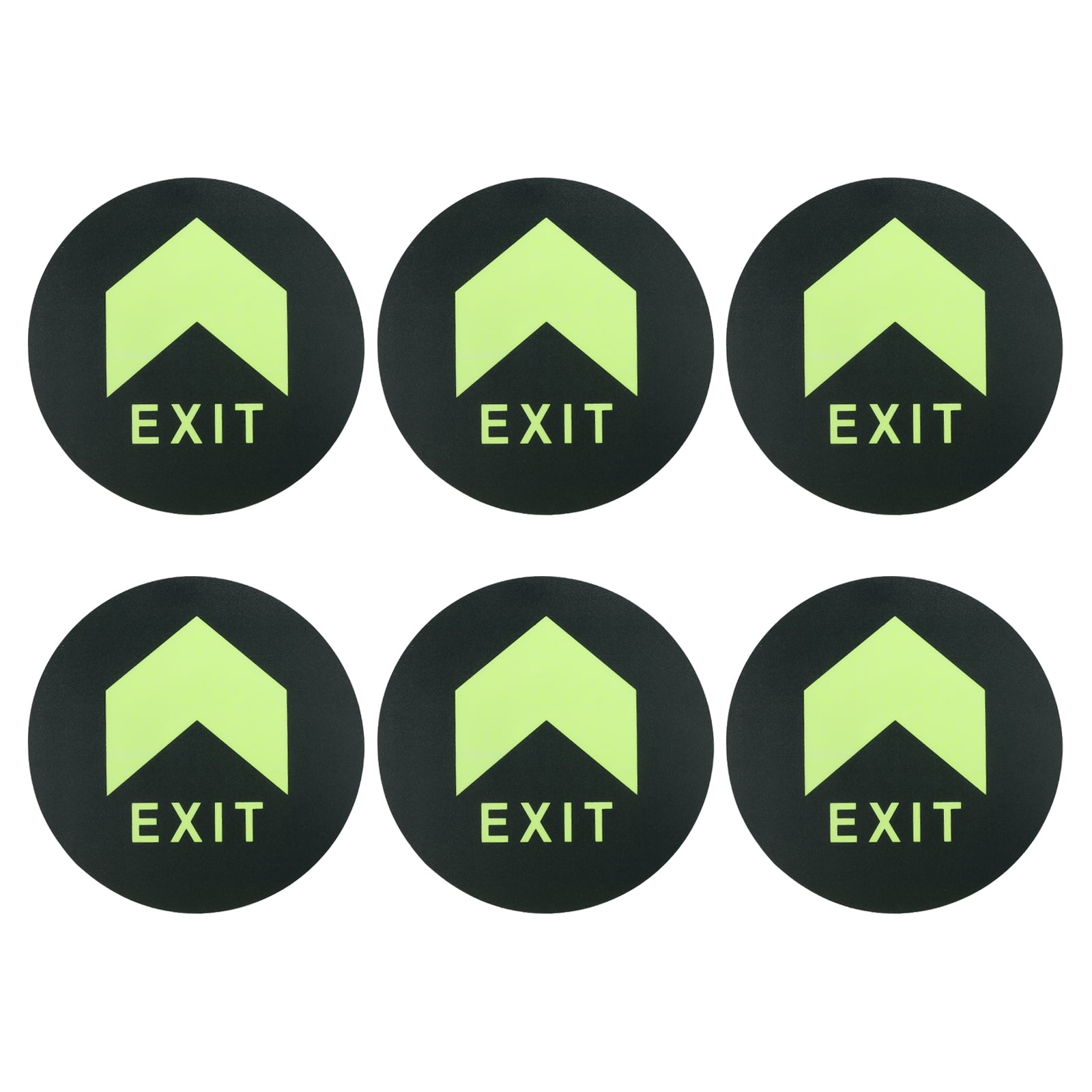 Glowing Exit Sign Sticker, 6 Pack Directional Adhesive Removable Floor ...