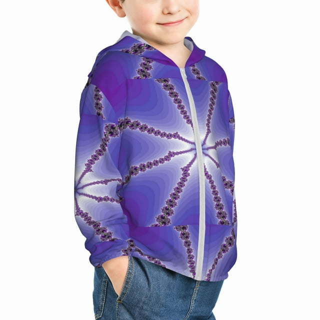 Glowing-Flake- Kids Zip-Up Hoodie Girls Boys Sun Protection Jacket Hooded Cooling Shirt ...