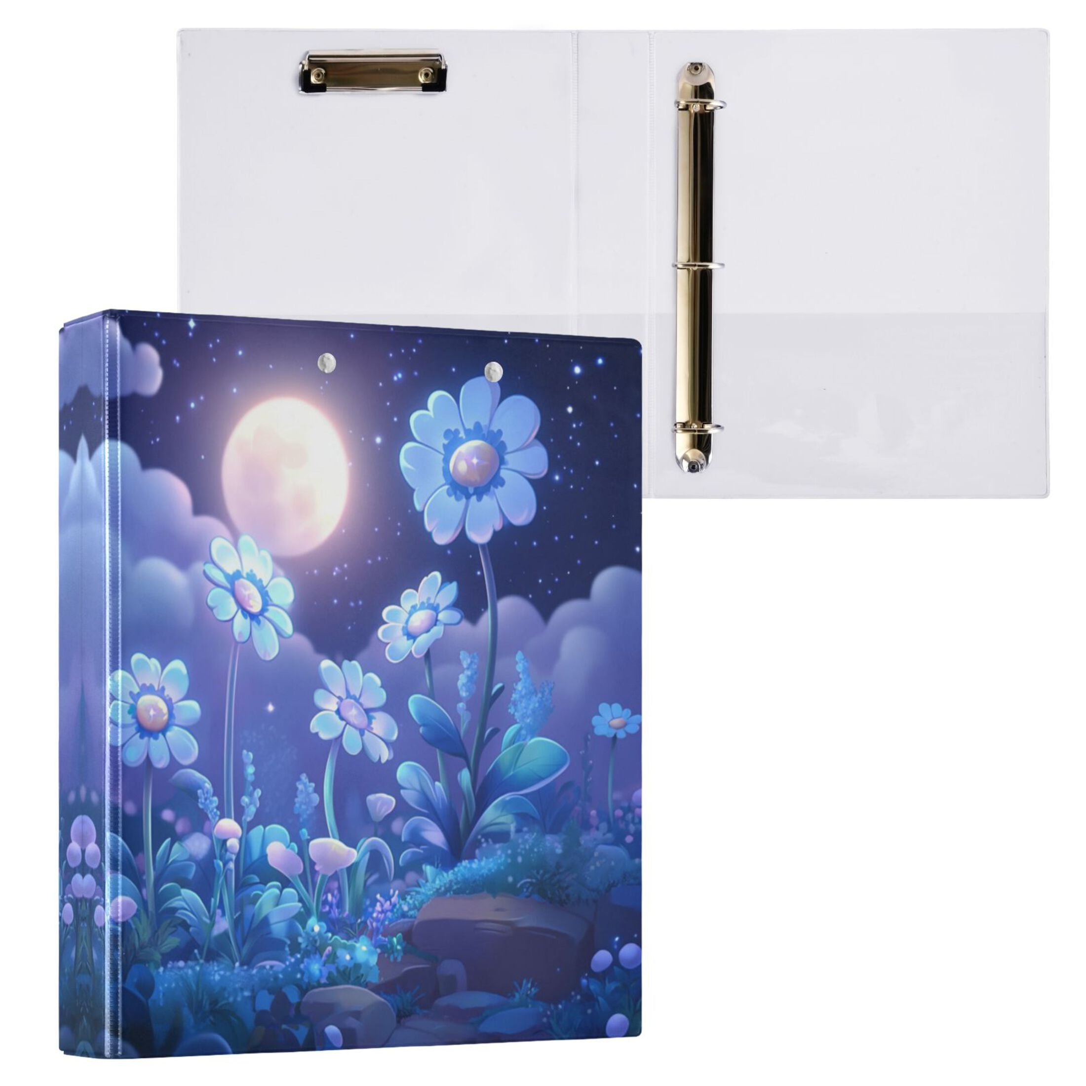 Glowing Flowers 3 Ring Hardcover Binders 1.5in Round Rings for Letter ...