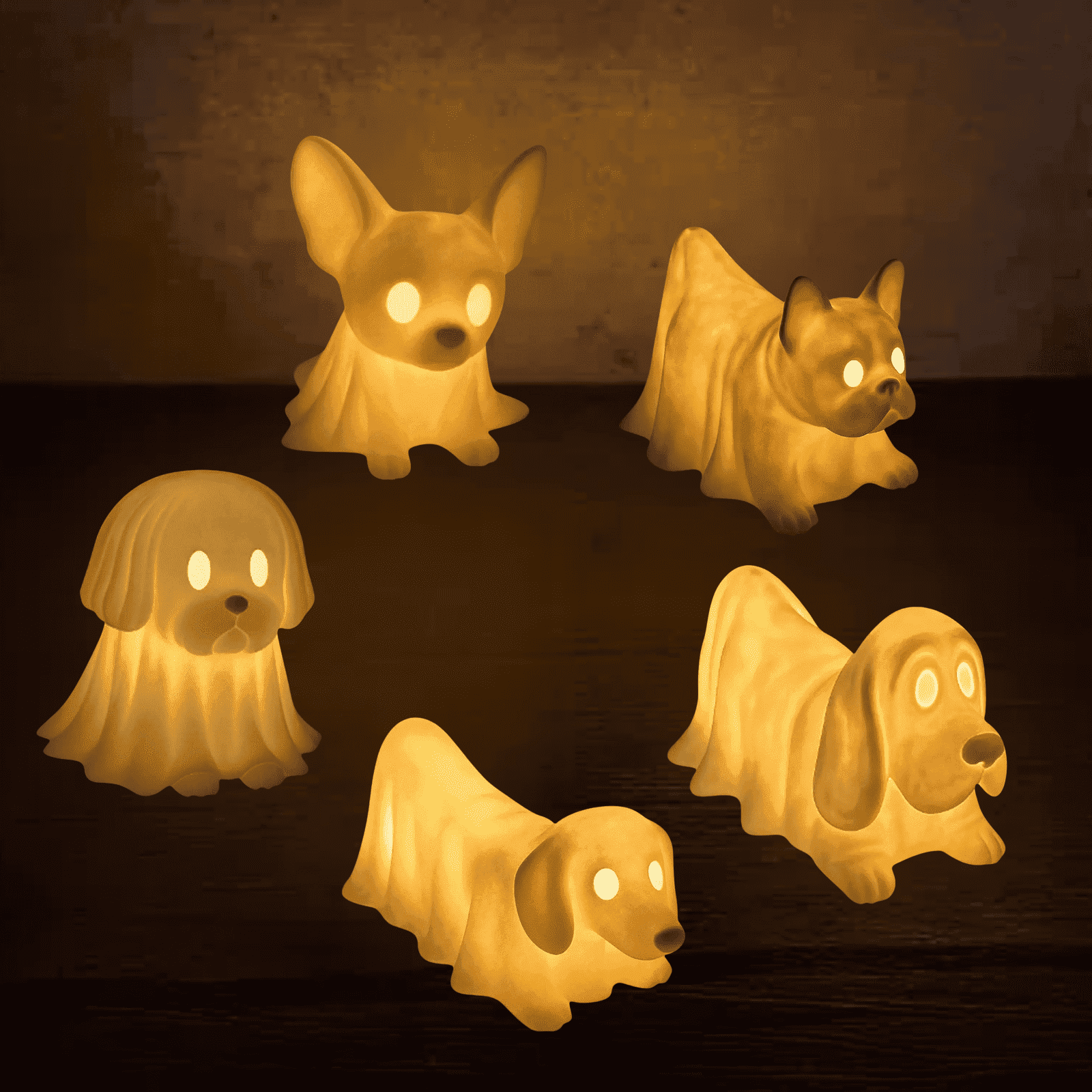 Glowing Ghost Dog Halloween,Ghost Dogs with LED Night Lights,Halloween ...