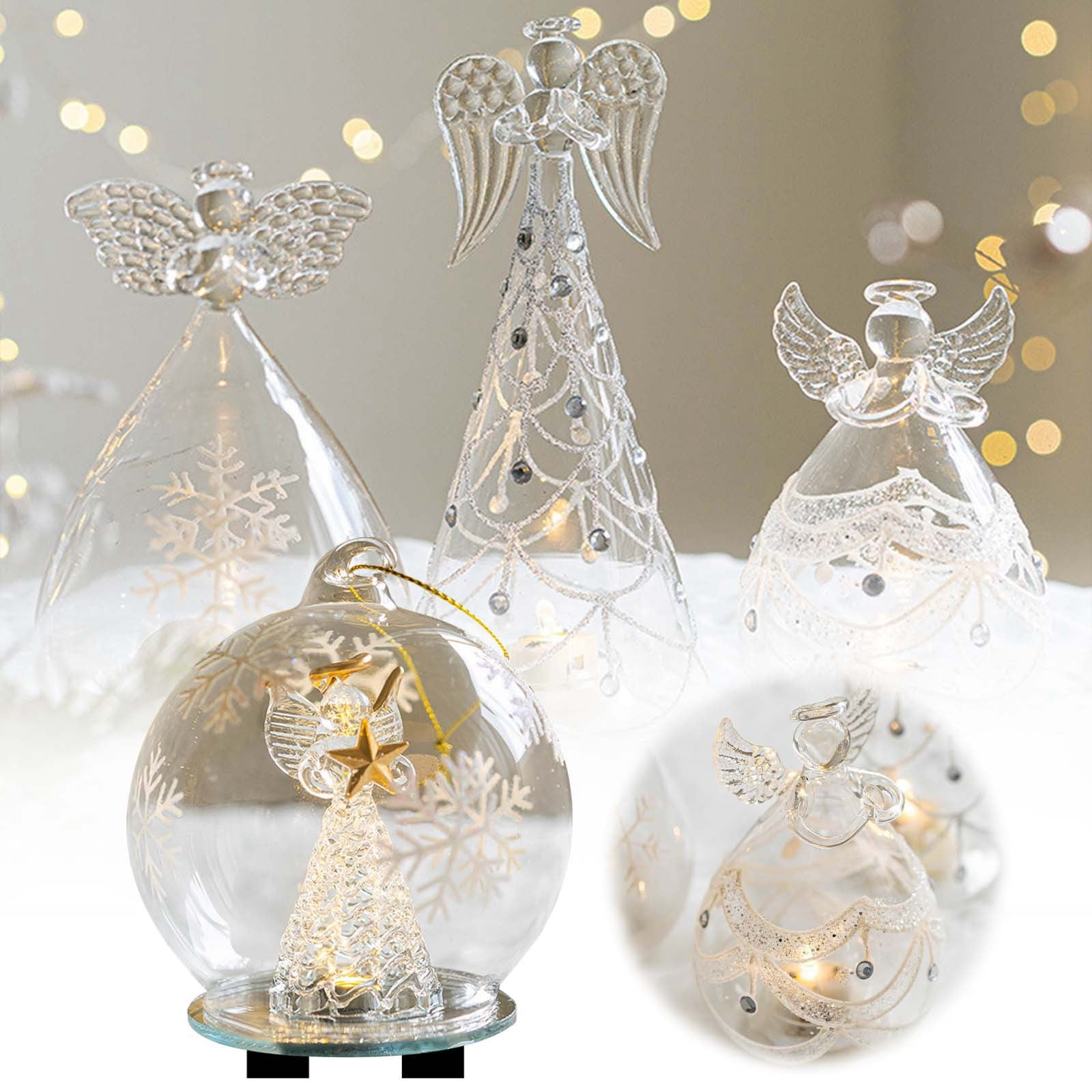 Glowing Glass Angel Christmas Table LED Lighted Desktop Ornament For ...